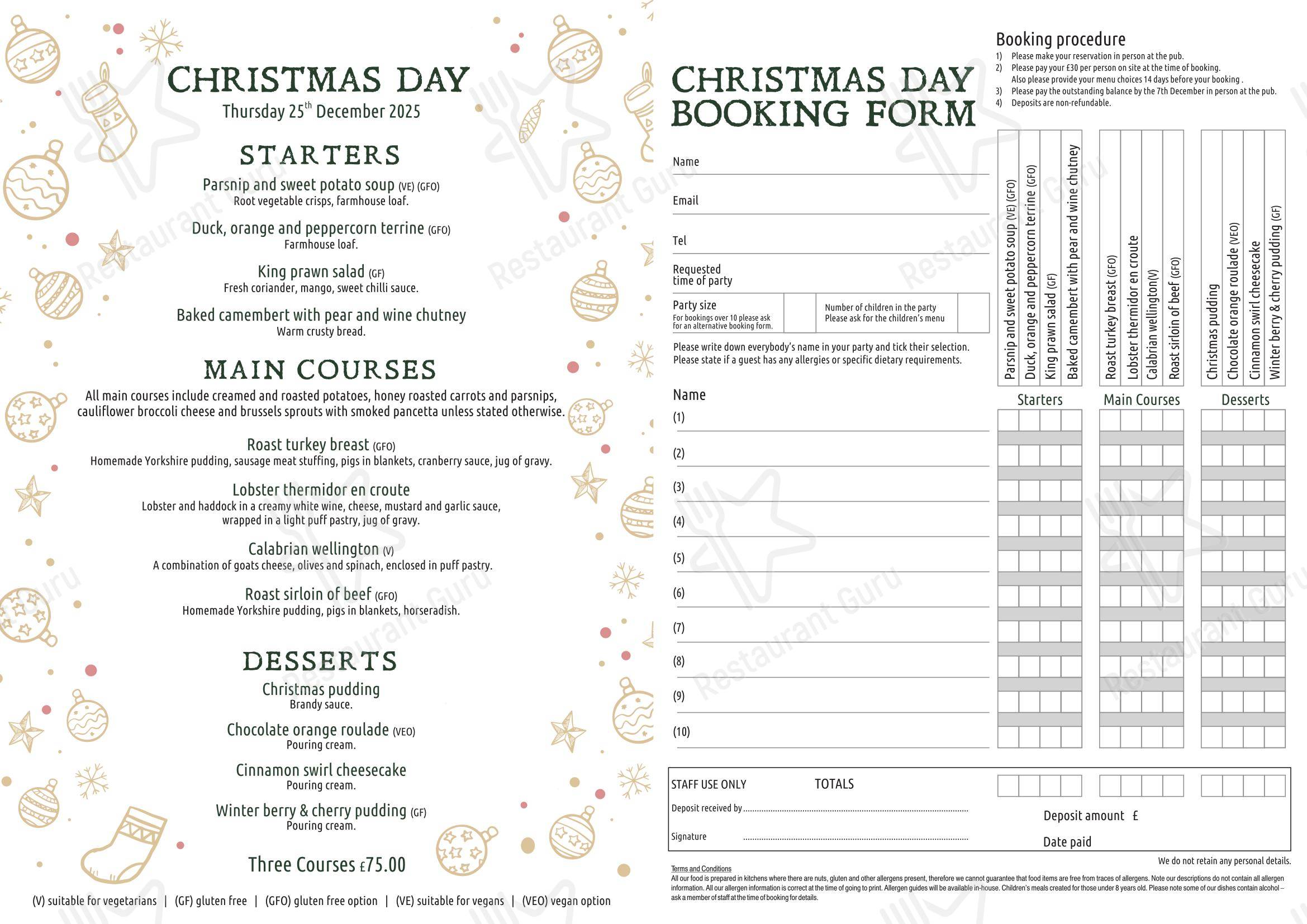 Menu at Marr Lodge pub & bar, Doncaster