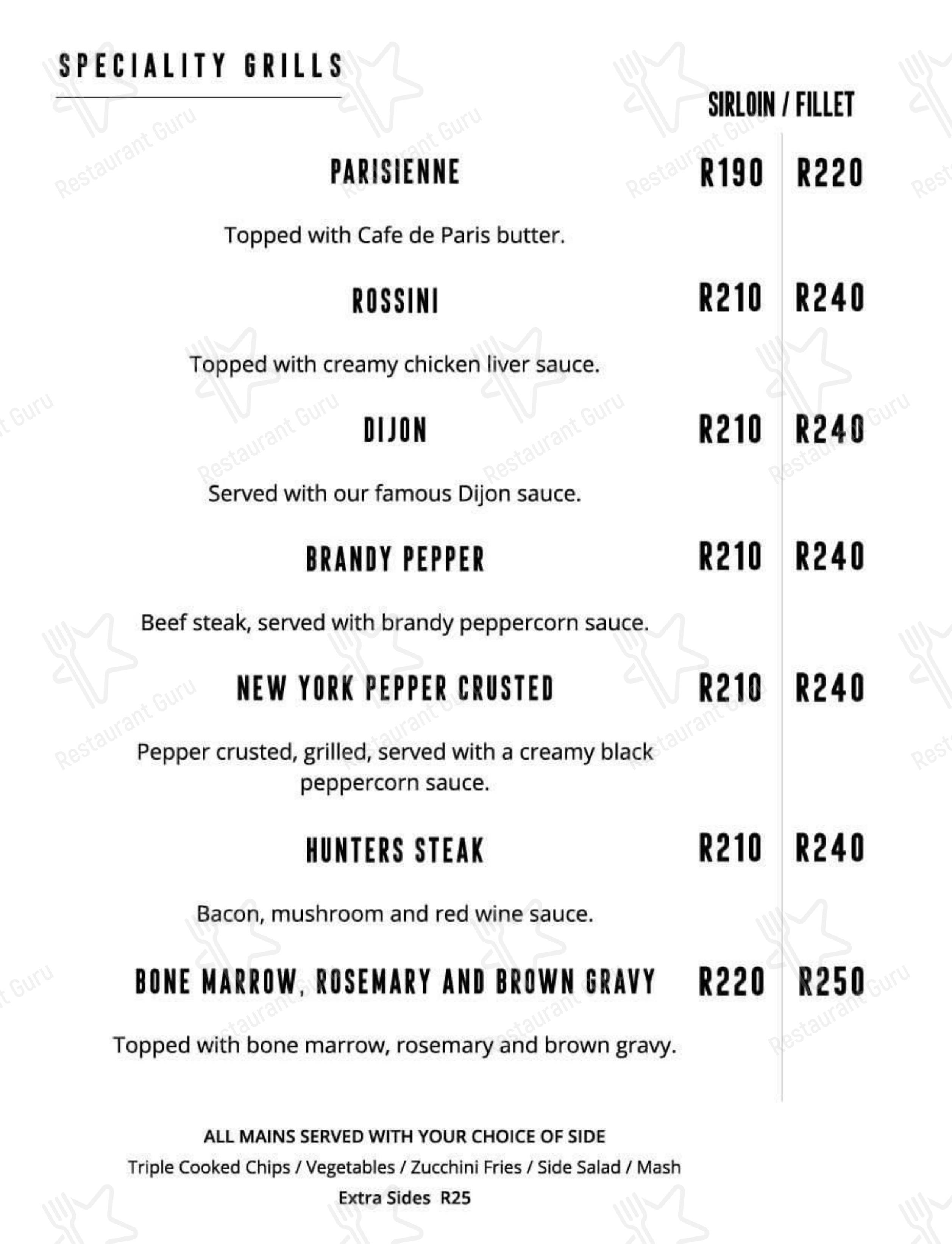 Menu at Meet On Milner restaurant, Pretoria, 378 Milner St