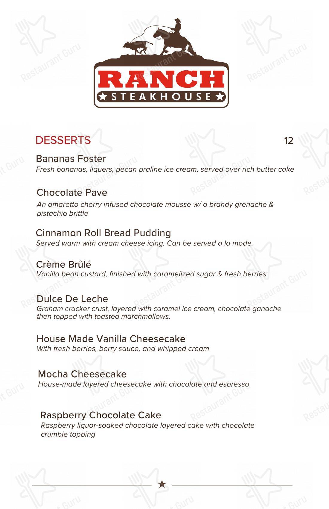 Menu at Ranch Steakhouse, Oklahoma City