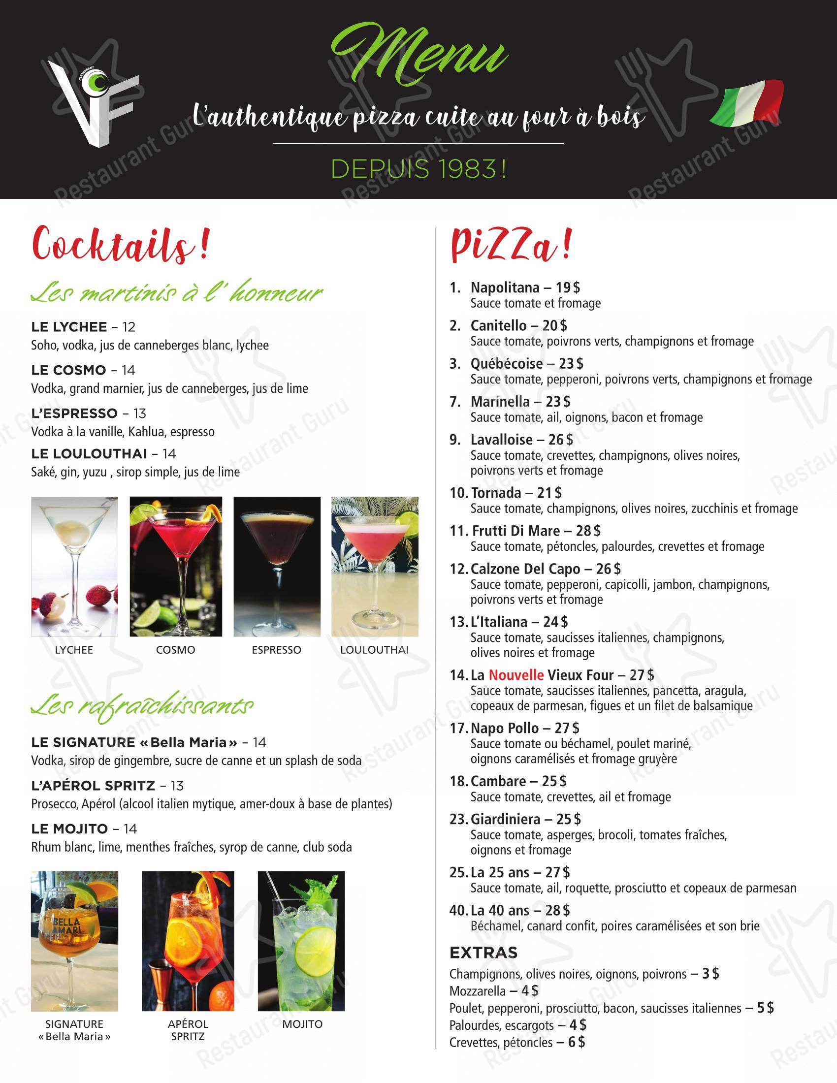 Menu at Restaurant Le Vieux Four de Laval, Laval, Boul Lévesque E