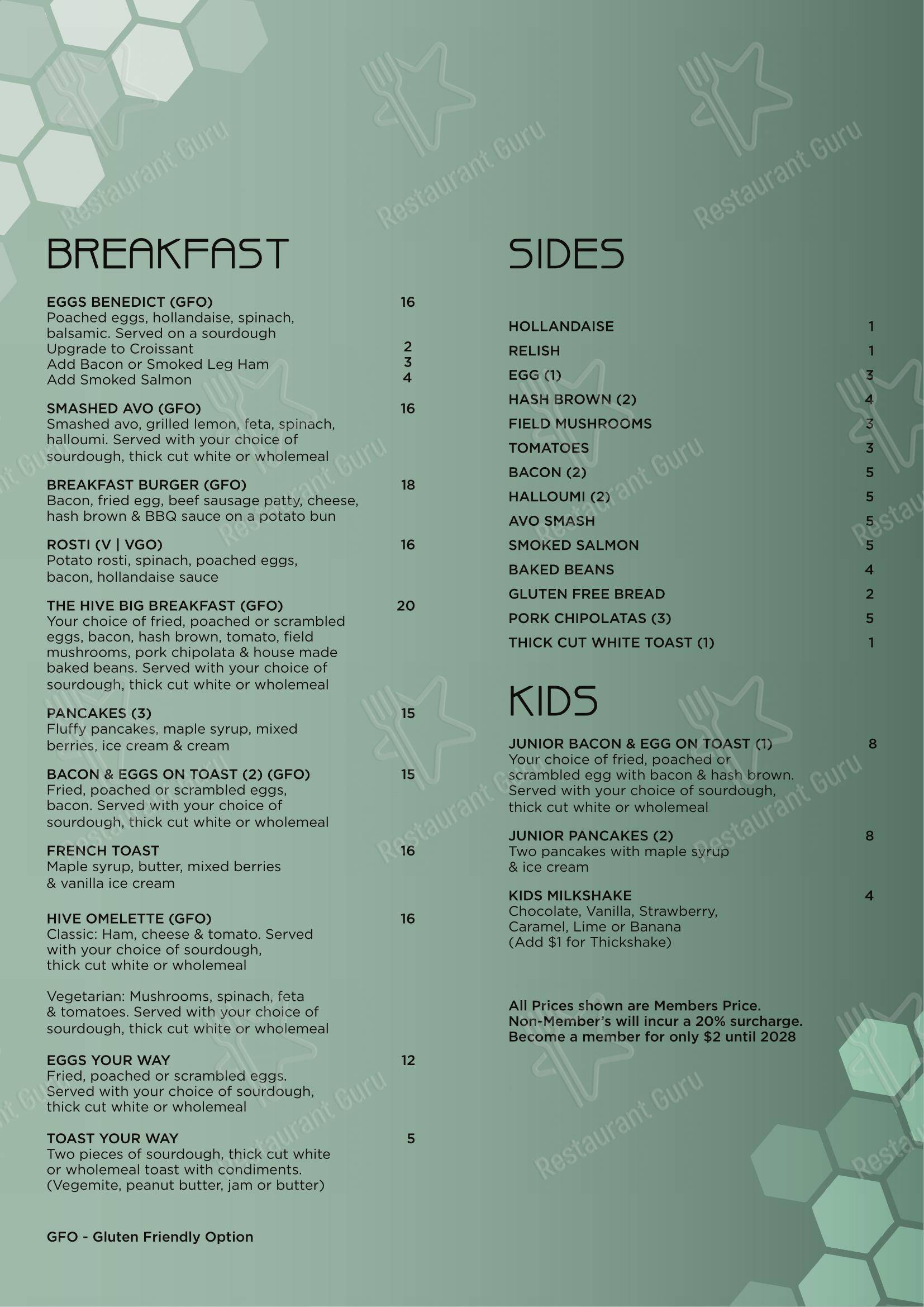 Menu at The Hive Carina, Carina Heights