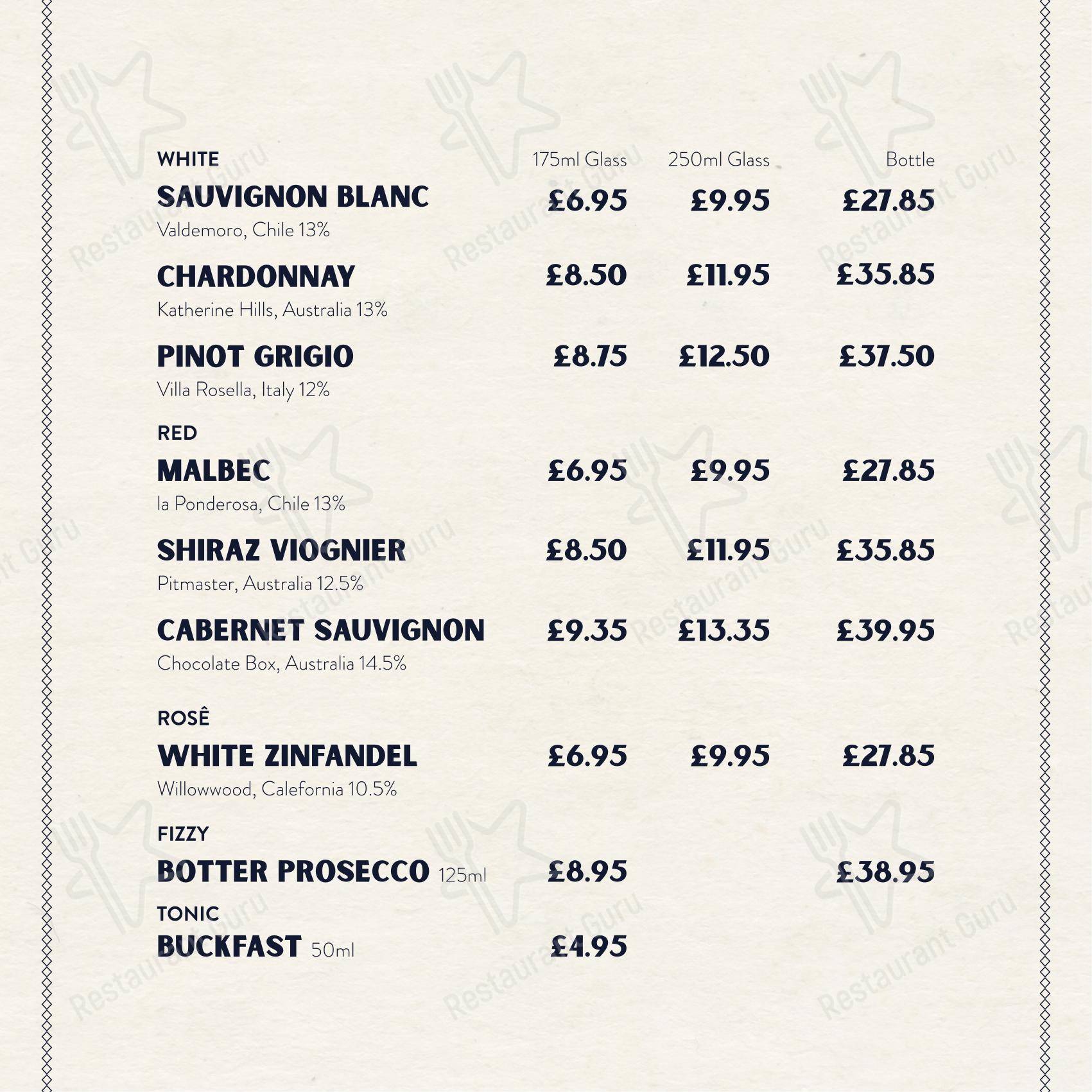 Menu at The Piper's Rest pub & bar, Edinburgh