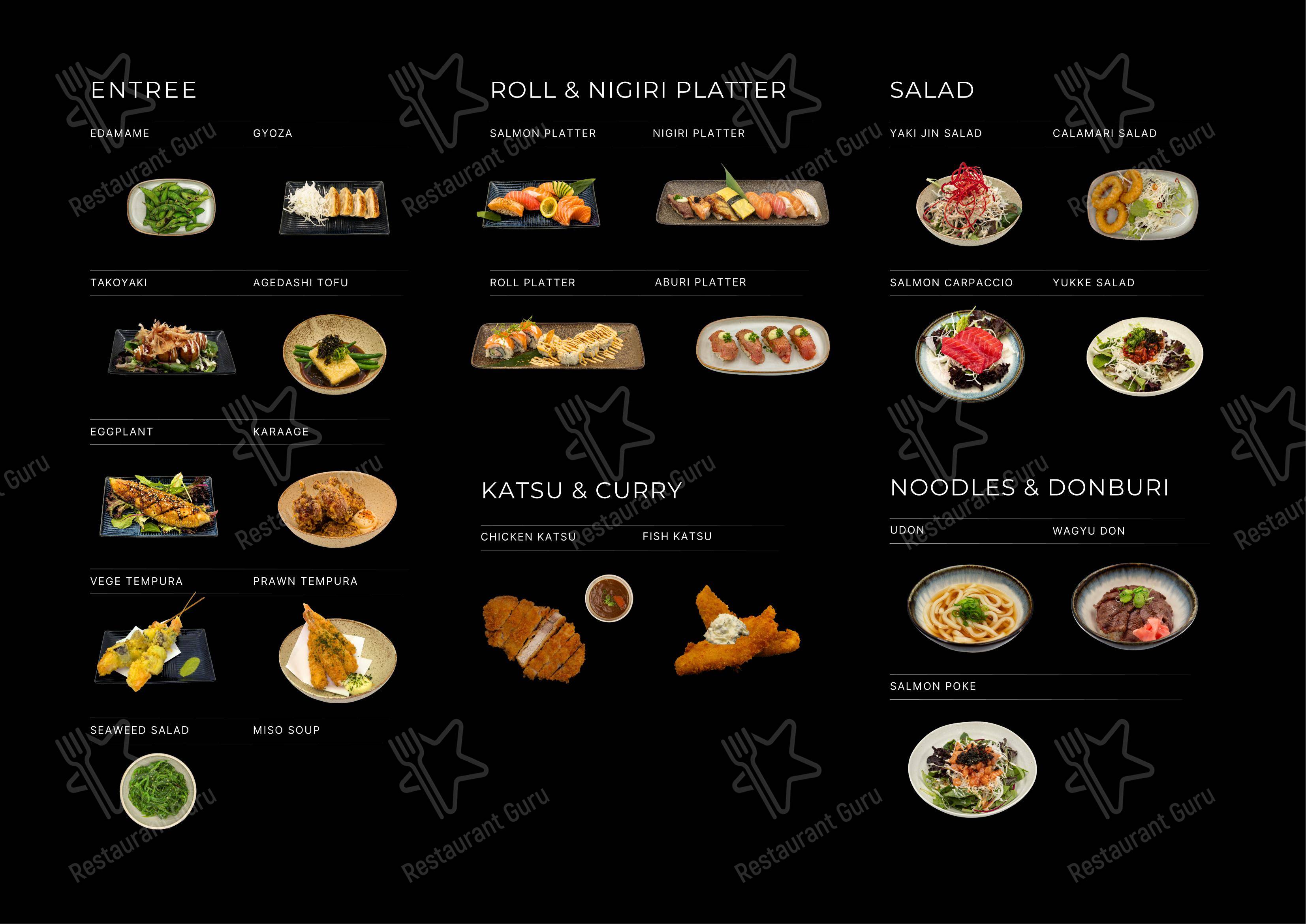 Menu at Yaki Jin Kew East restaurant, Kew East