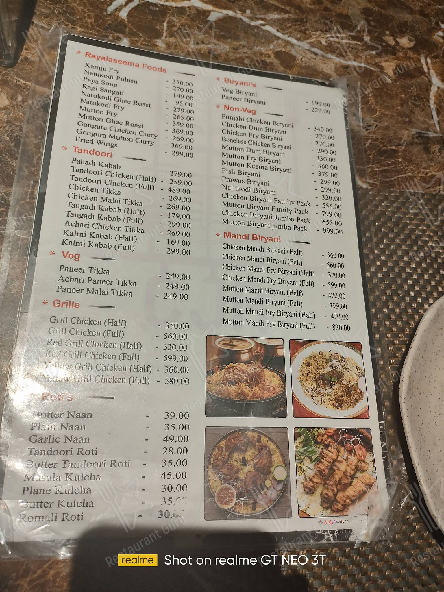 Menu at THE CLASSIE JAIL RESTAURANT, Nandyal