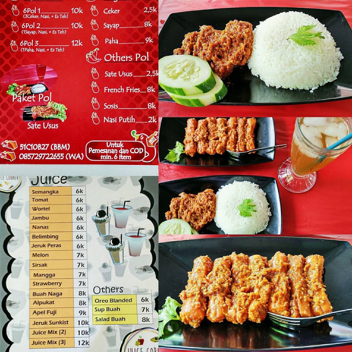 Menu at the corner restaurant, Yogyakarta