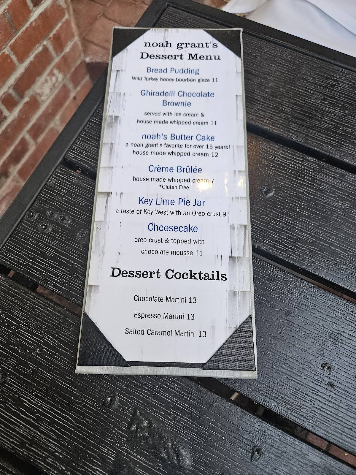 Menu at noah grant's grill house & oyster bar, Zionsville