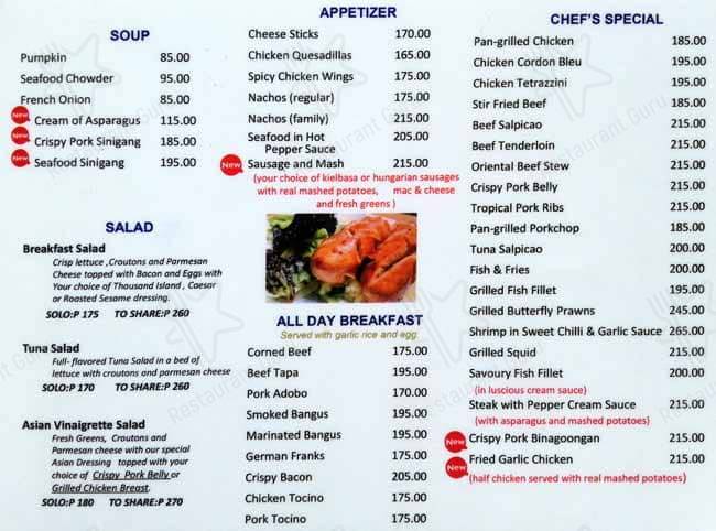 Menu at Qizia Cafe, Marikina, Katipunan Extension