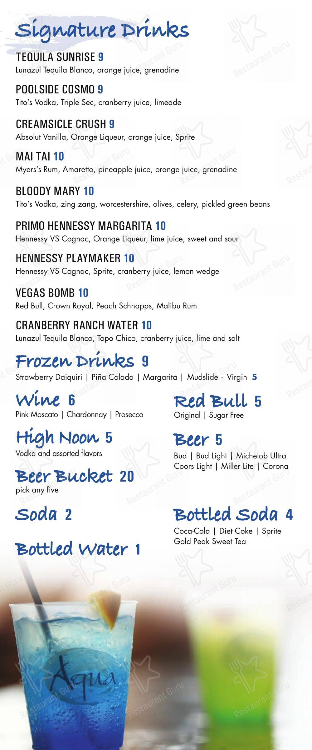 Menu at Agua Bar and Grill, Biloxi