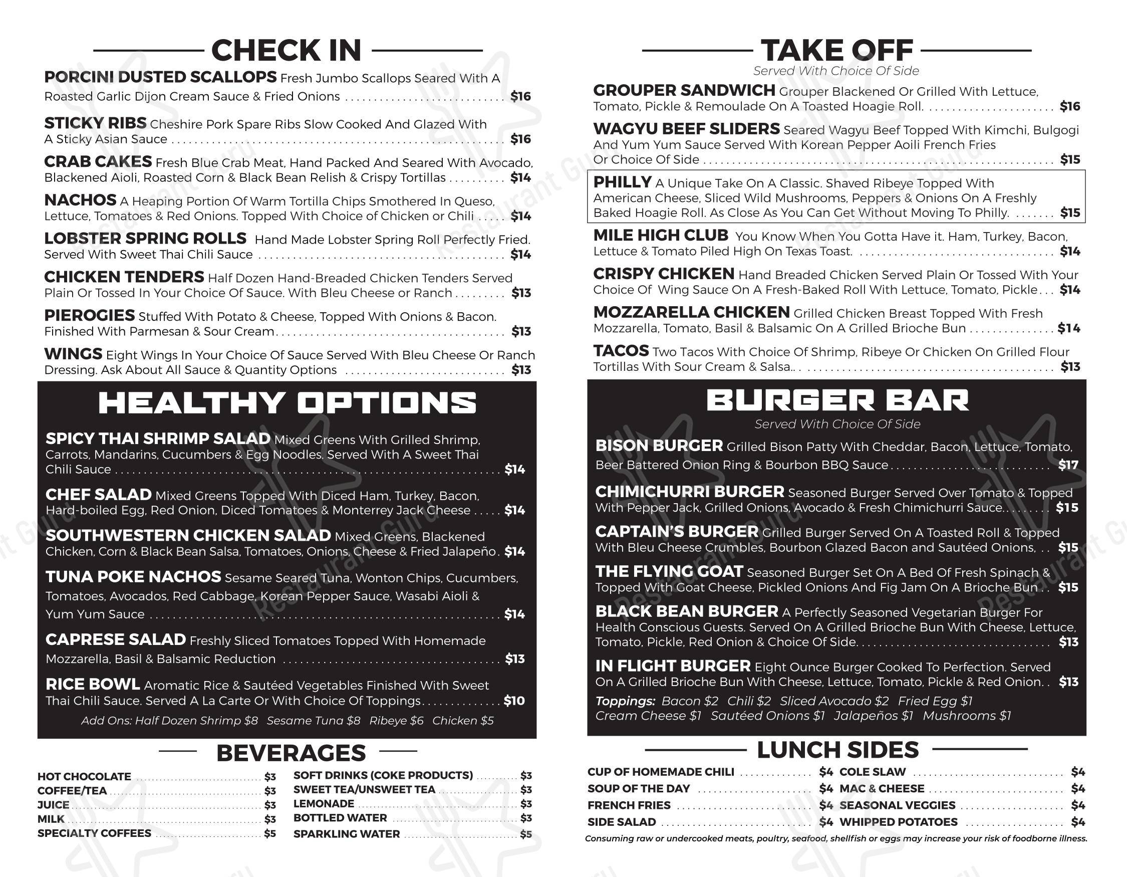 Menu at Elevation 89 restaurant, Ocala