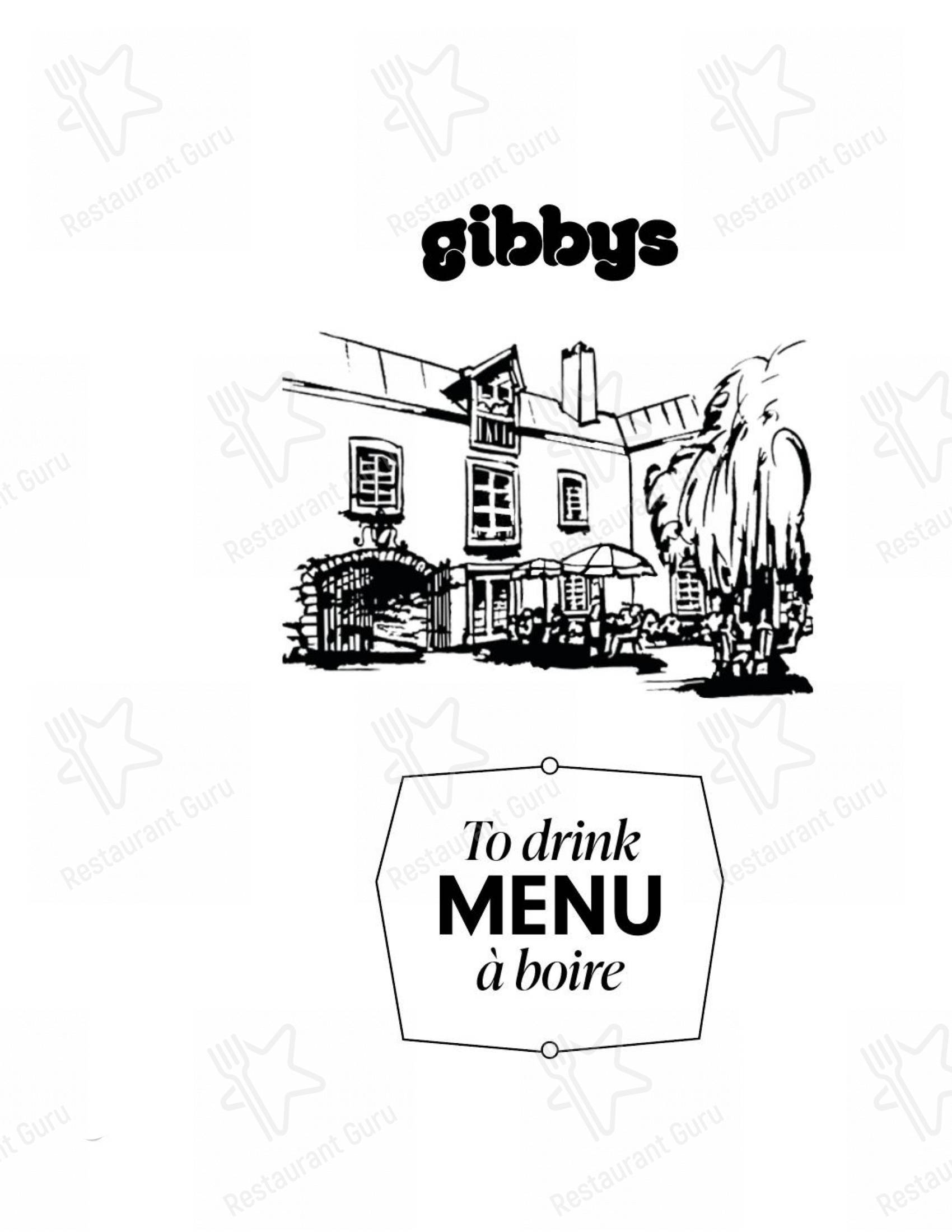 Menu au Gibbys restaurant à viande, Montréal