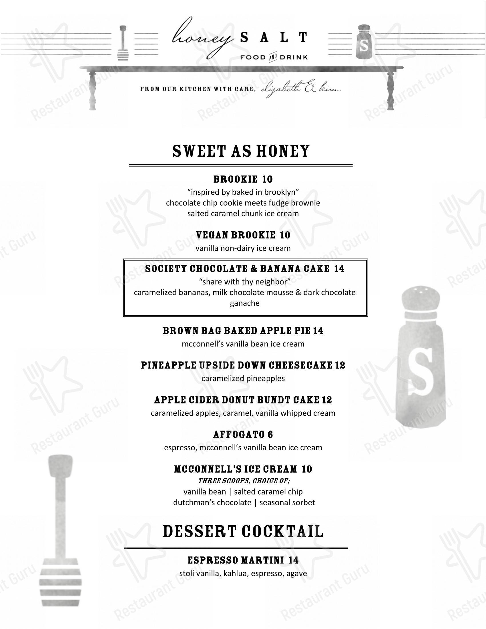 Menu at Honey Salt restaurant, Las Vegas