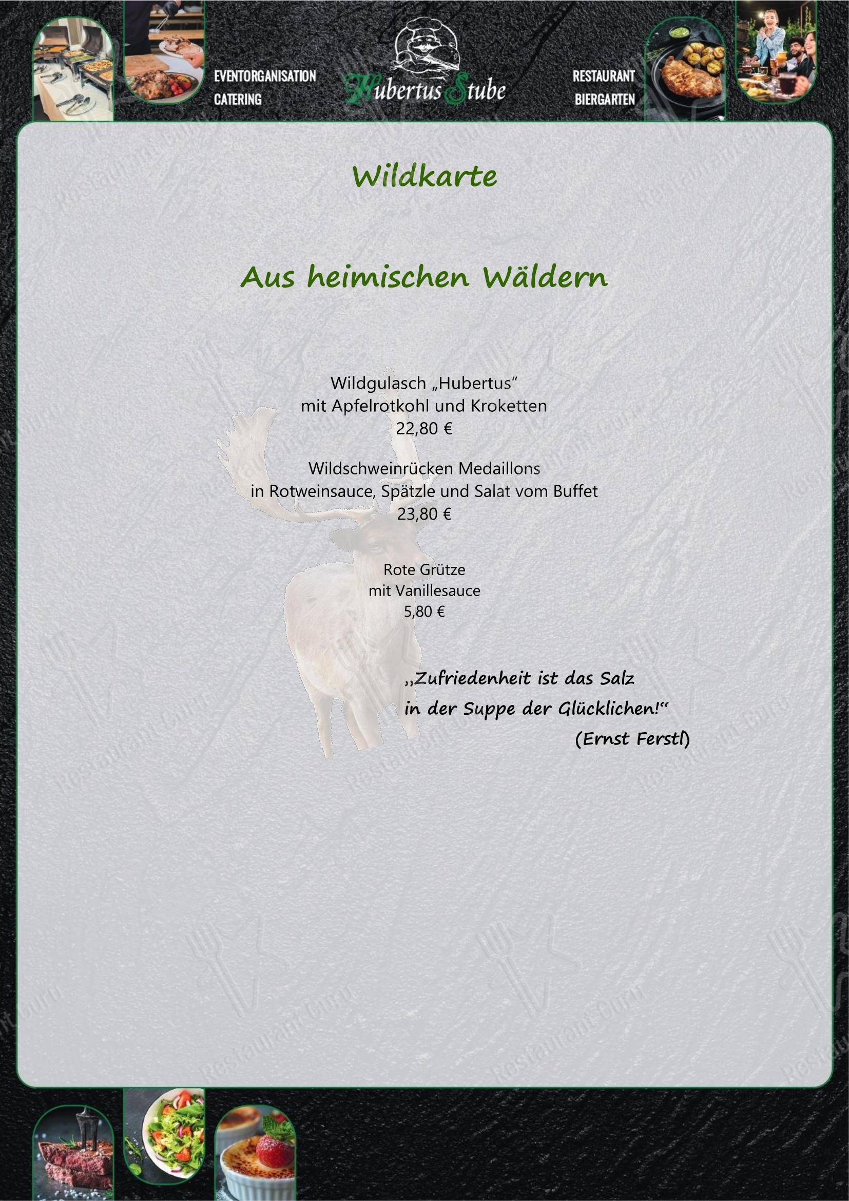 Speisekarte von Hubertus-Stube Restaurant & Catering, Bad Berleburg