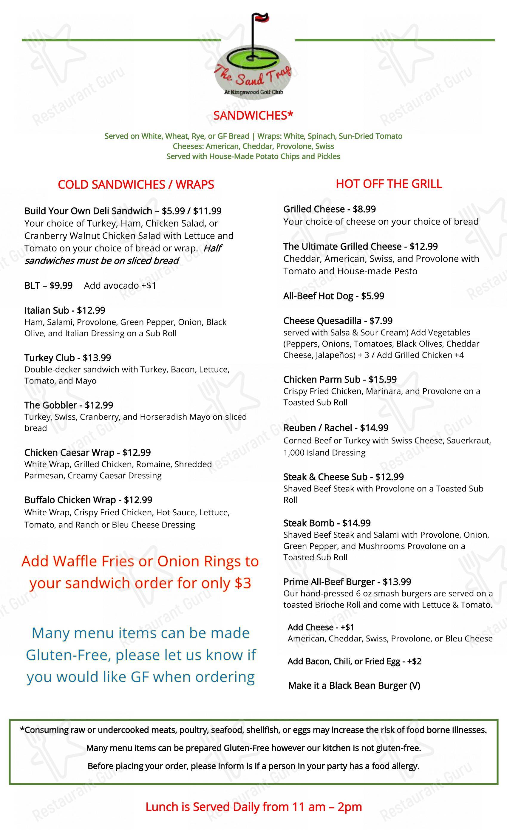 Menu at Kingswood Golf Club, Wolfeboro