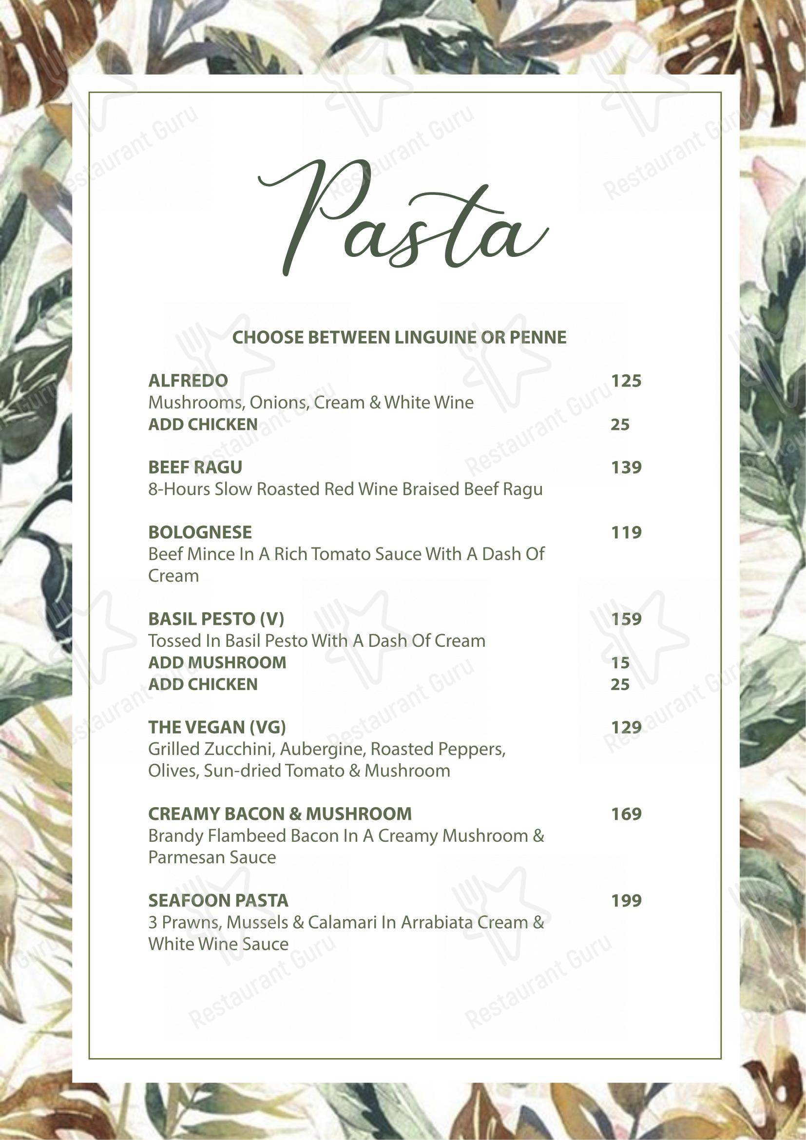 Menu at La Romantica restaurant, Cape Town, Meerendal Wine Estate