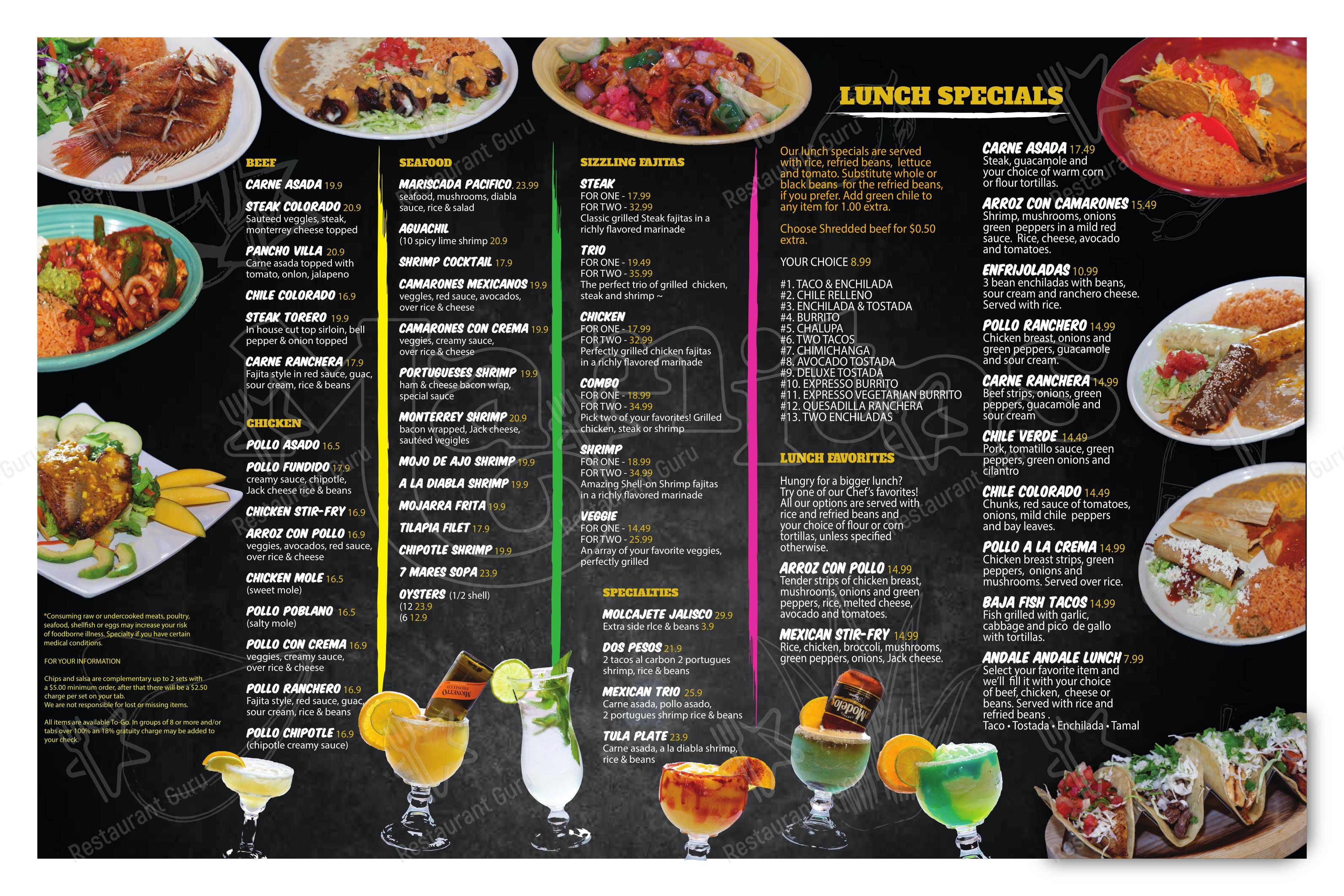 Menu at Mamitas Mexican Restaurant, Colorado Springs, New Center Point