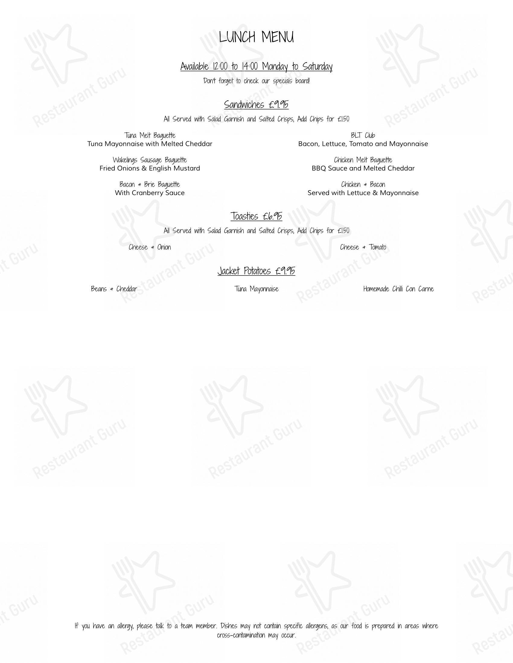 Menu at The Cricketers, Farncombe pub & bar, Godalming, 37 Nightingale Rd