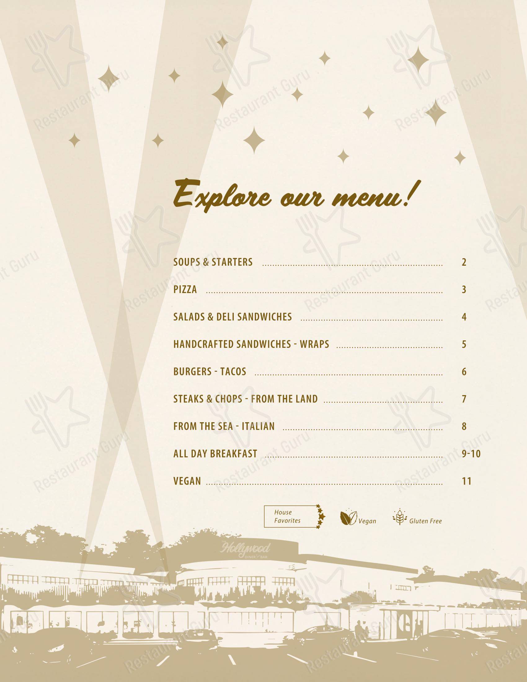 Menu at The Hollywood Diner and Bar, Woodbury Heights, 940 Mantua Pike