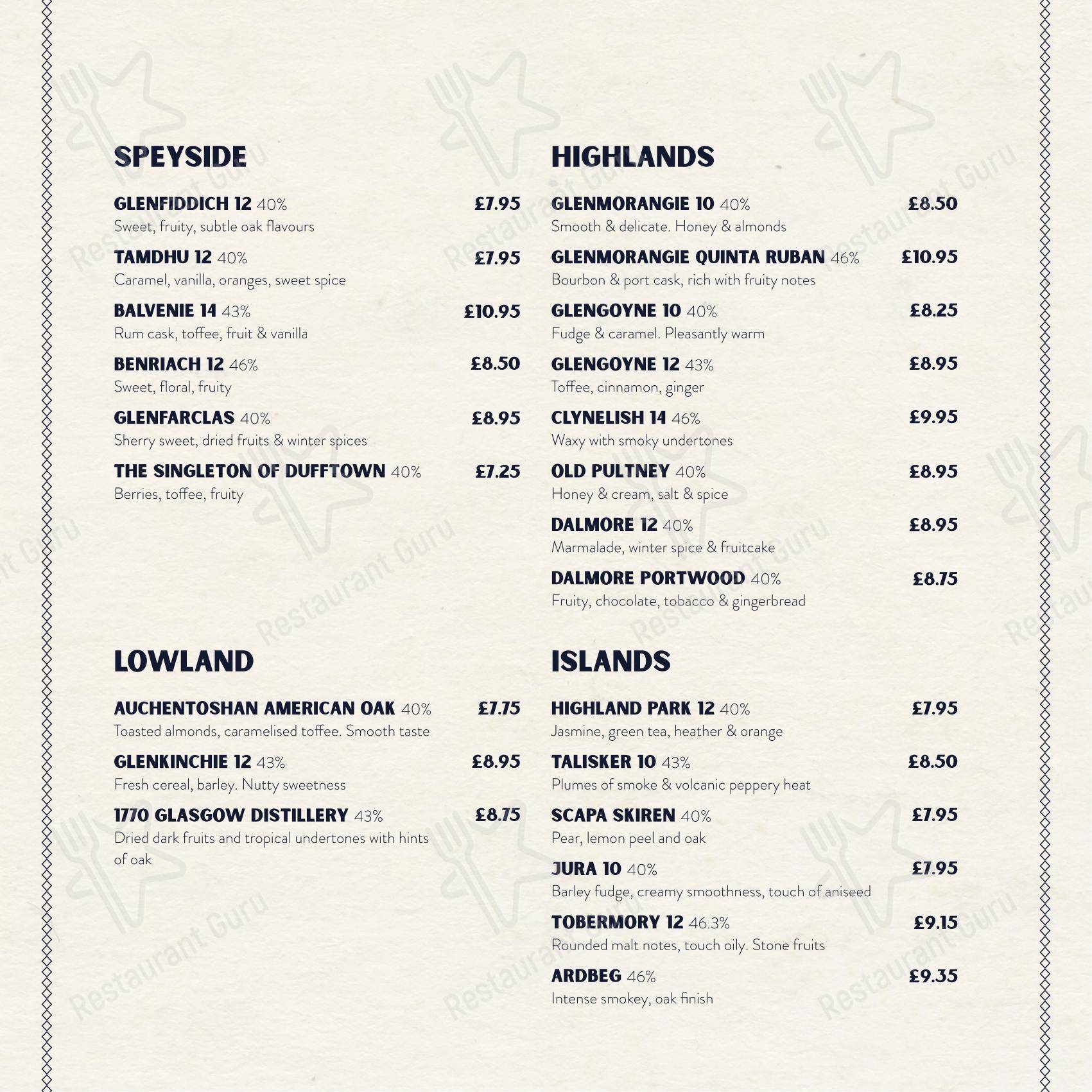 Menu at The Piper's Rest pub & bar, Edinburgh