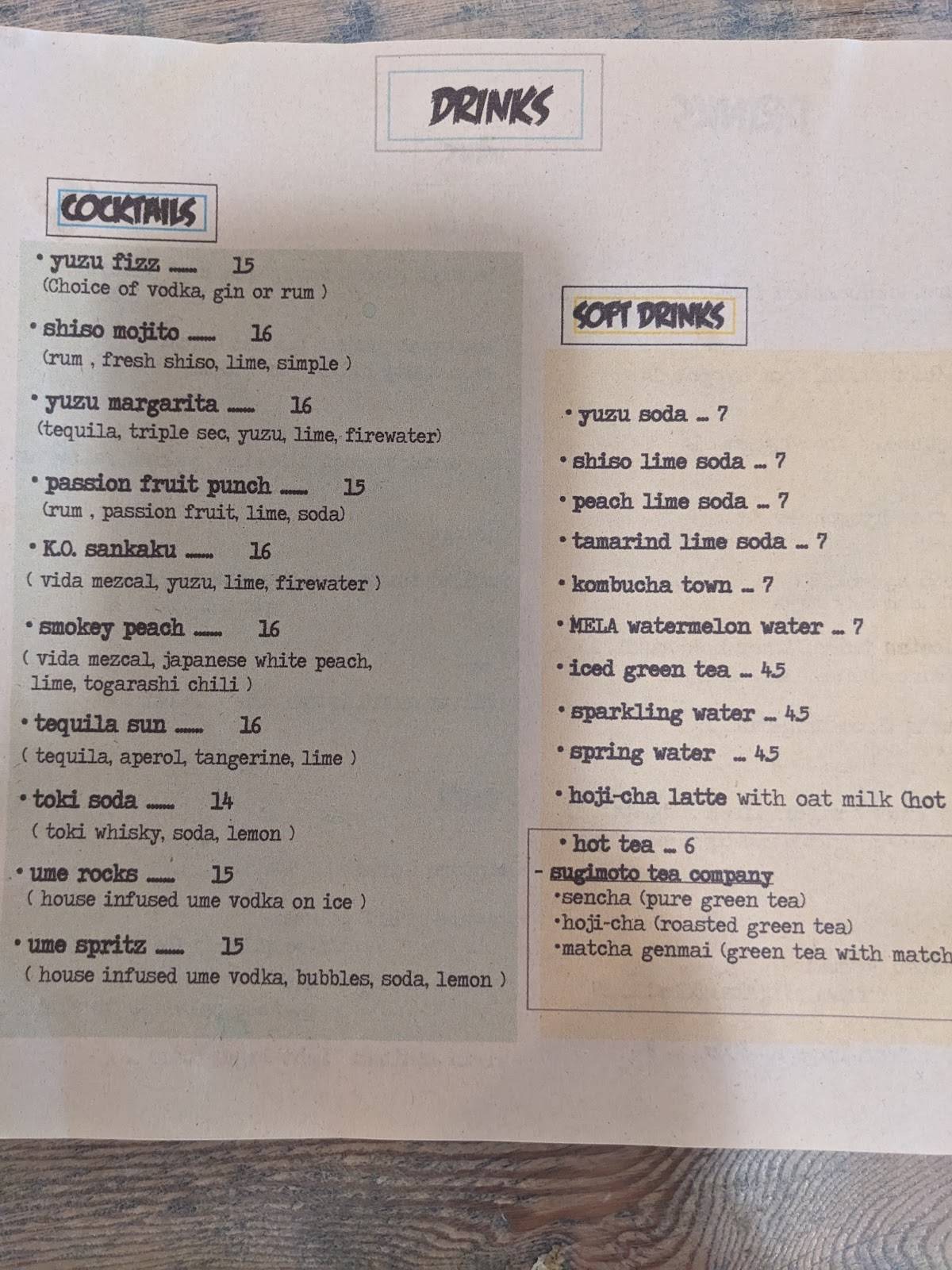 Menu at sankaku onigiri cafe & bar, Seattle
