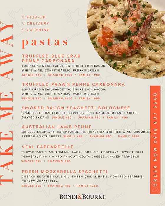 Menu at Bondi&Bourke steakhouse, Makati, Cattleya Condominium