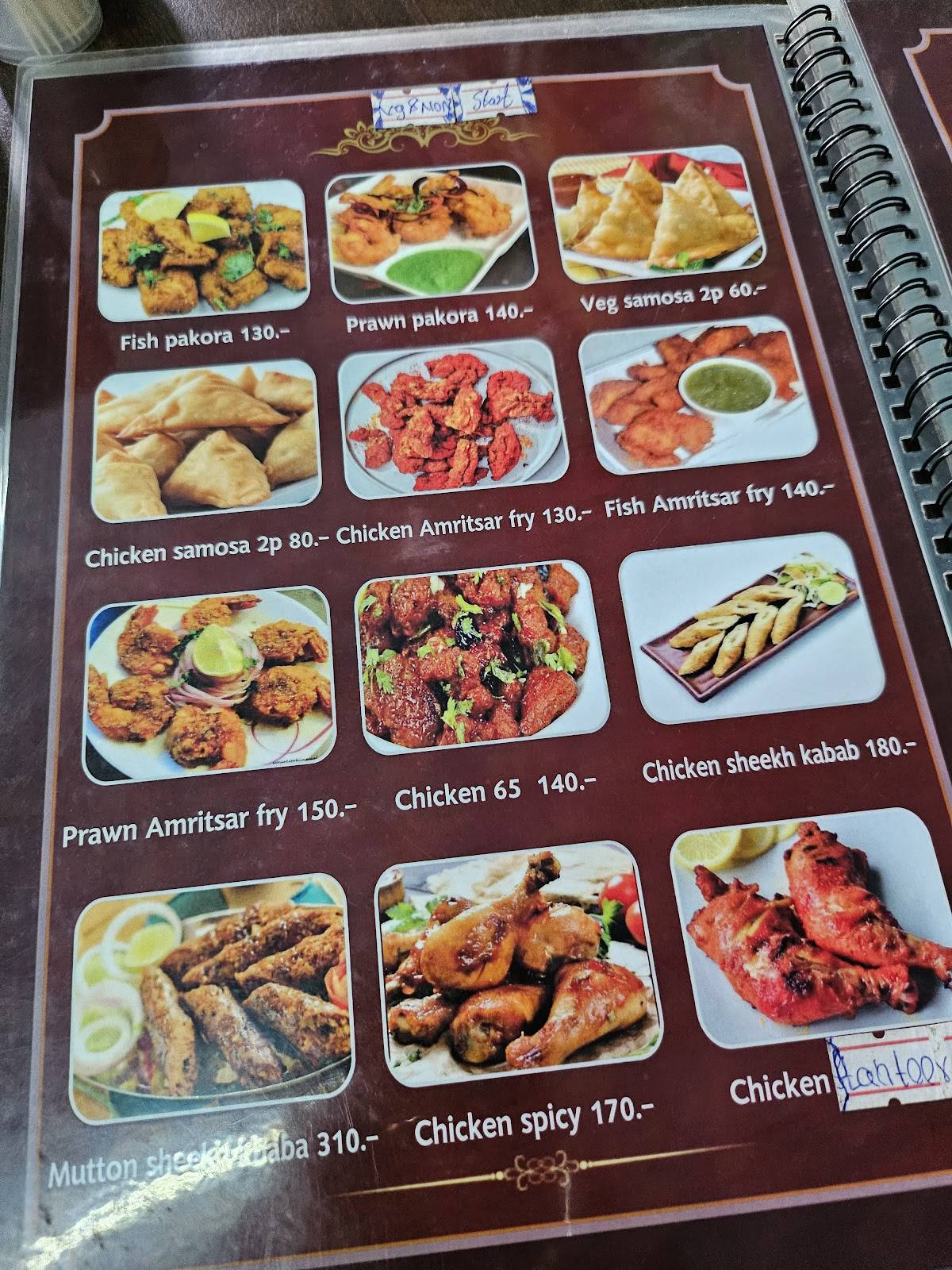 Menu at yo yo indian food restaurant, Bangkok