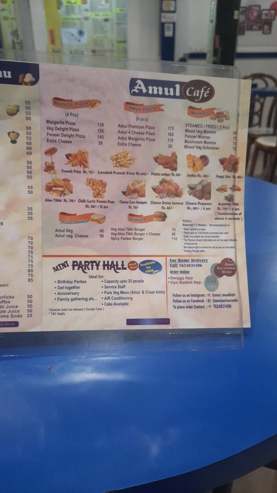 Menu at Amul Ice Cream Parlour, Moodbidri, 8-151