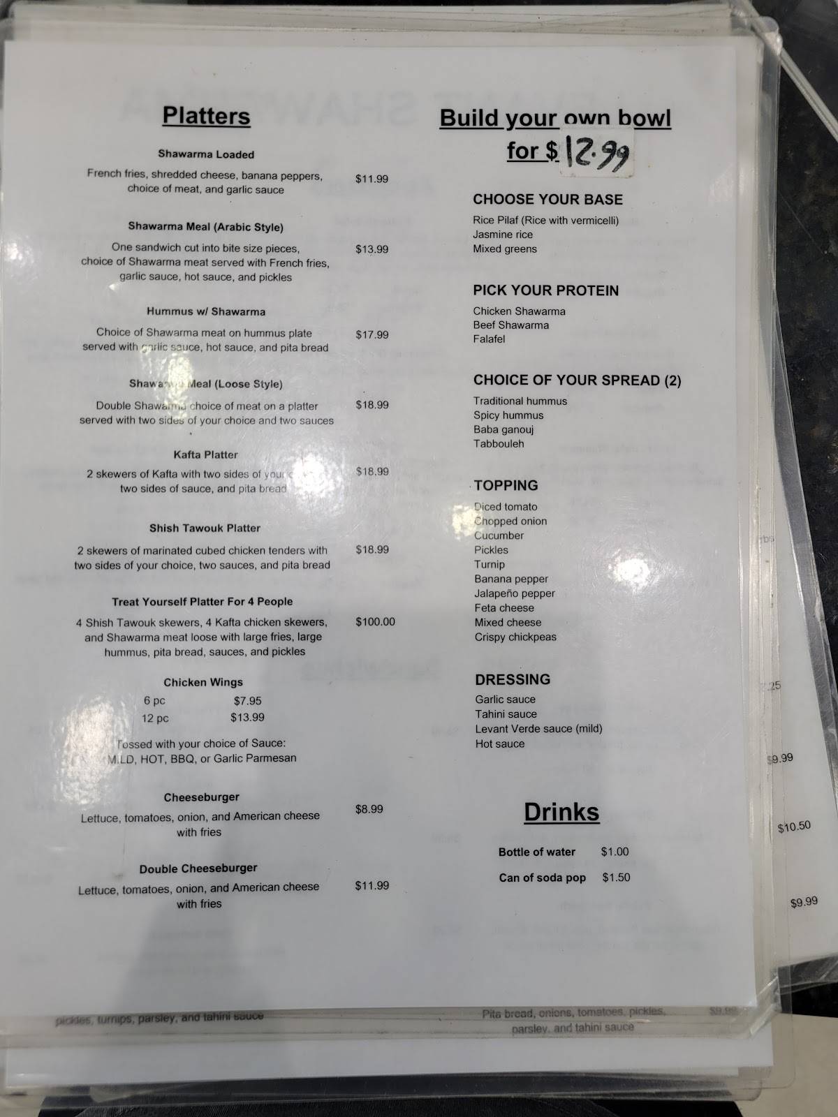 Menu at , Cleveland