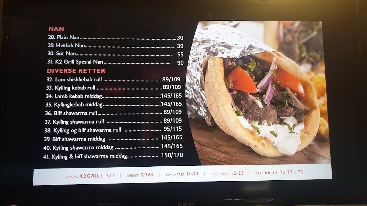 Menu at K2 Restaurant AS, Norway