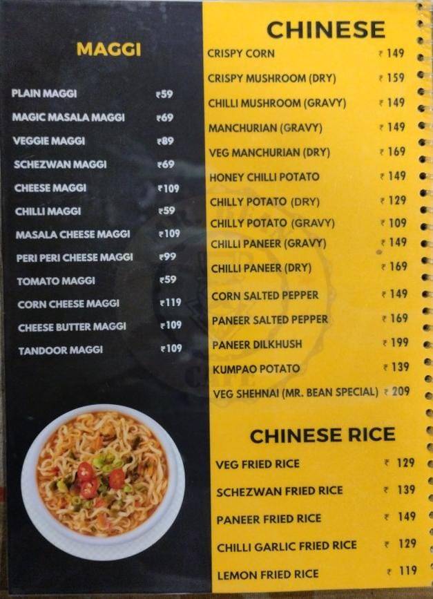 Menu at Mr. Bean cafe and restro, Allahabad