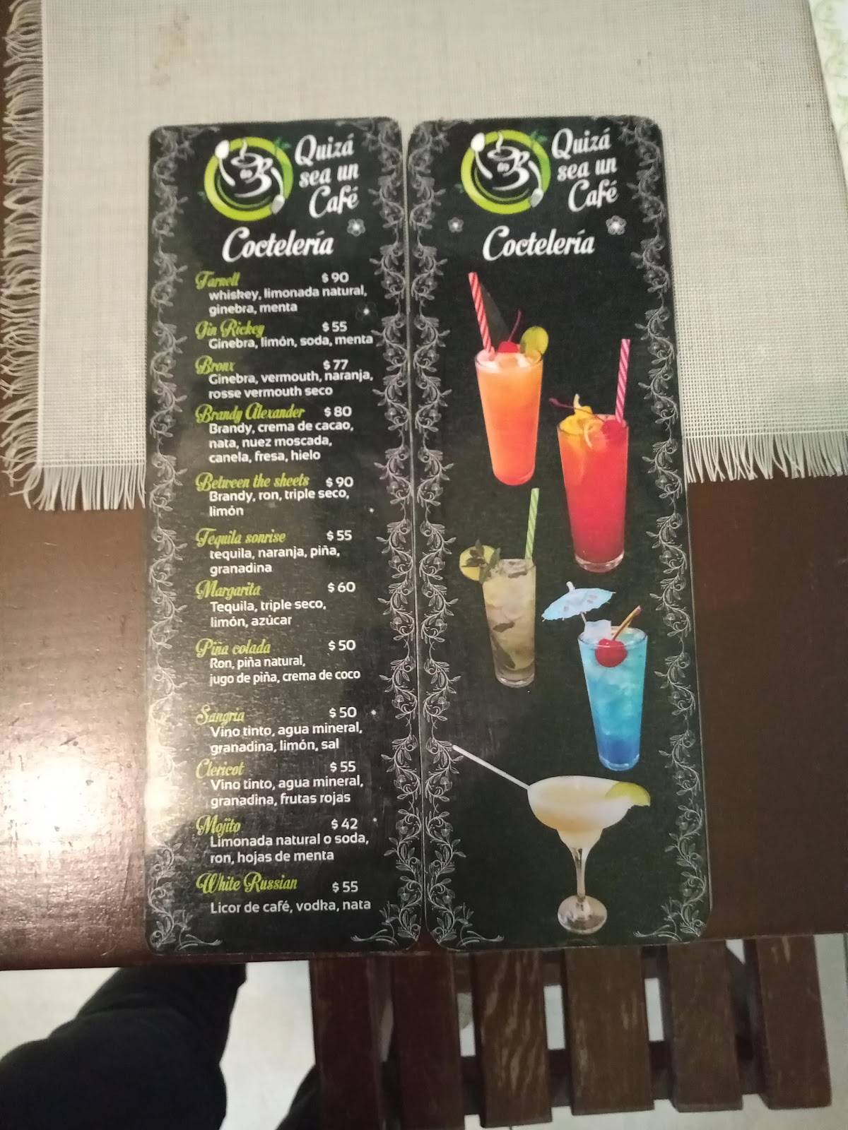 Menu at Quizá sea un café, Mexico City