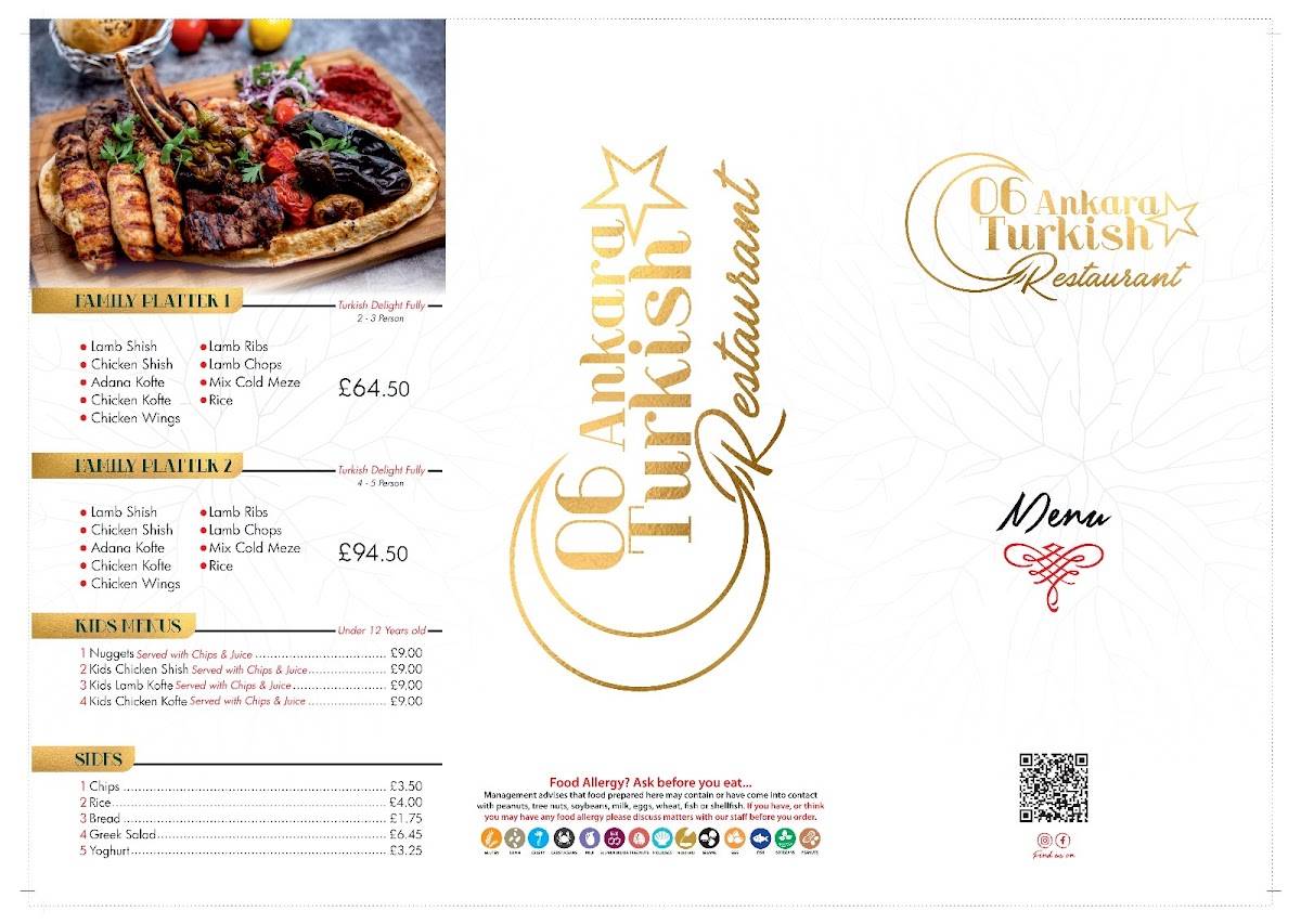Menu at 06 ANKARA TURKISH RESTAURANT, Cleethorpes