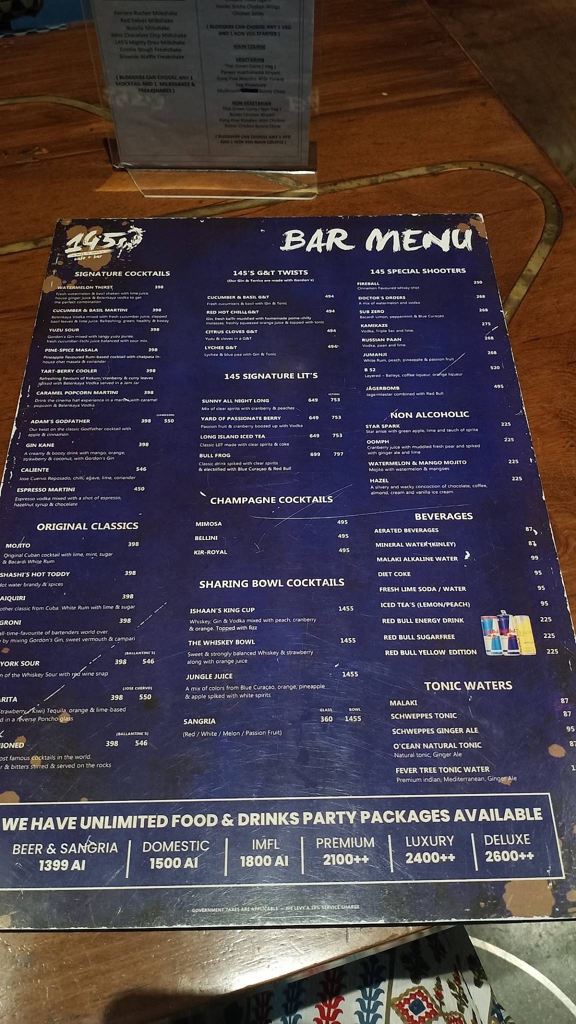 Menu at 145 Andheri, Mumbai