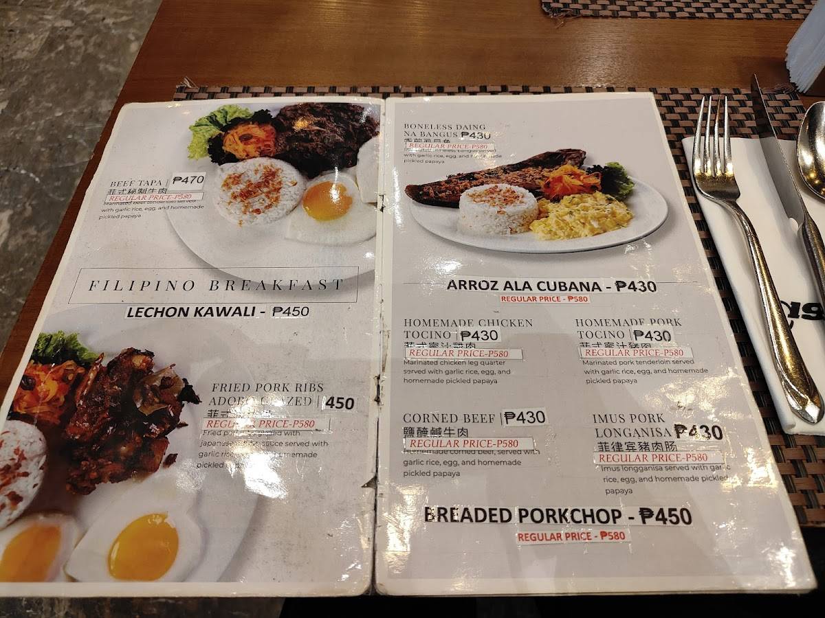 Menu at 1919 Grand Cafe, Manila