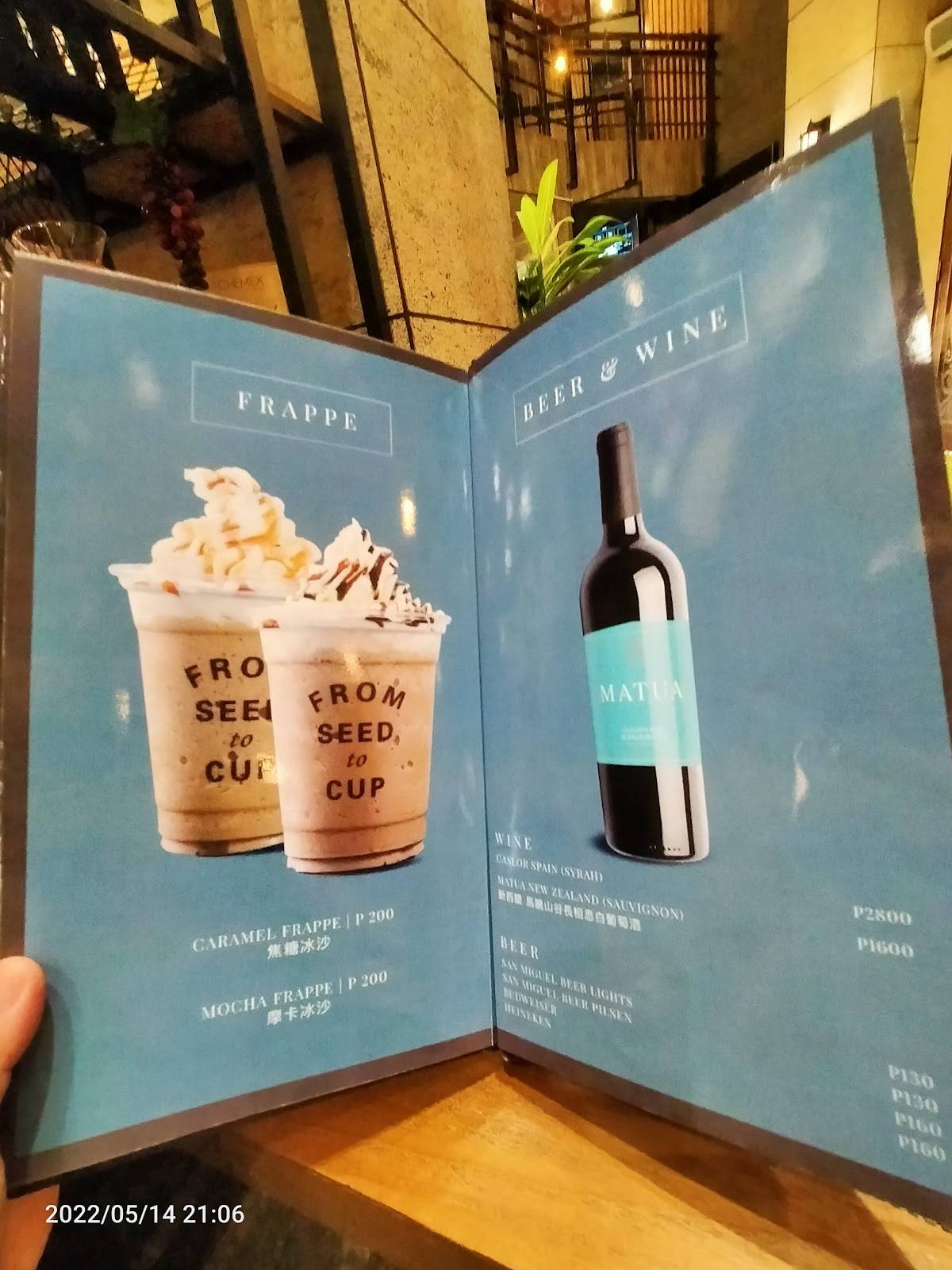 Menu at 1919 Grand Cafe, Manila