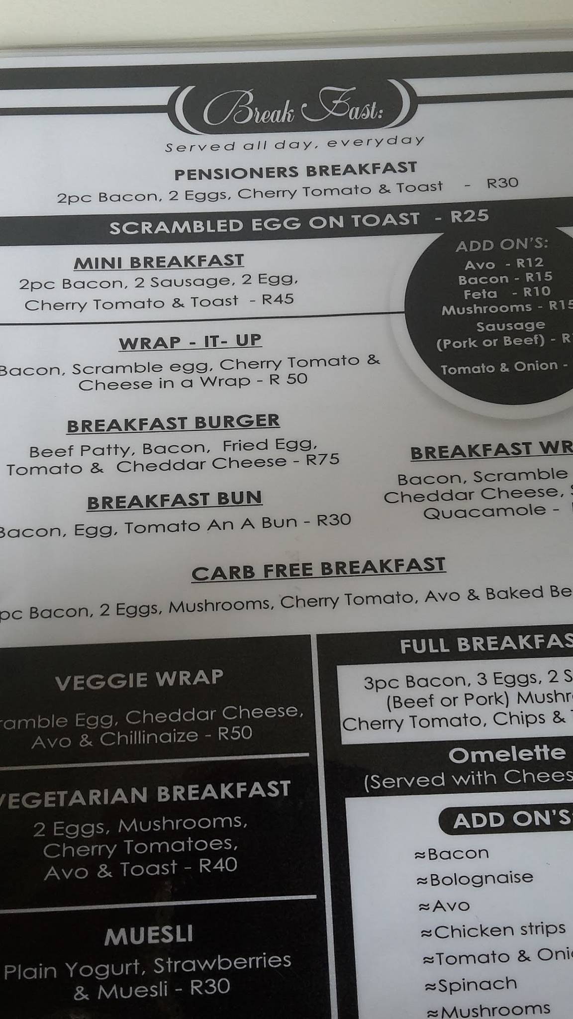 Speisekarte von 1st Coffee cafe, Alberton