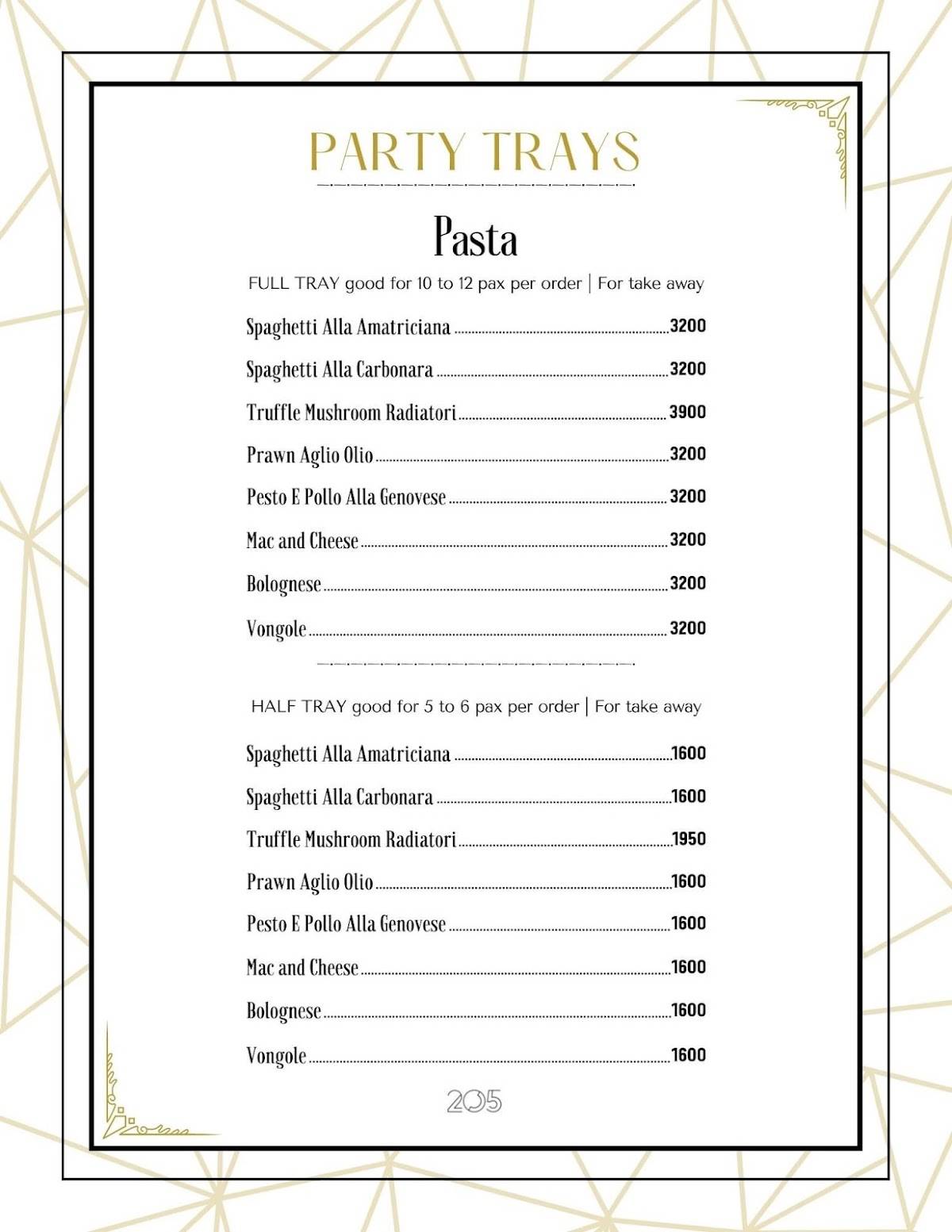 Menu at 205 BGC restaurant, Taguig