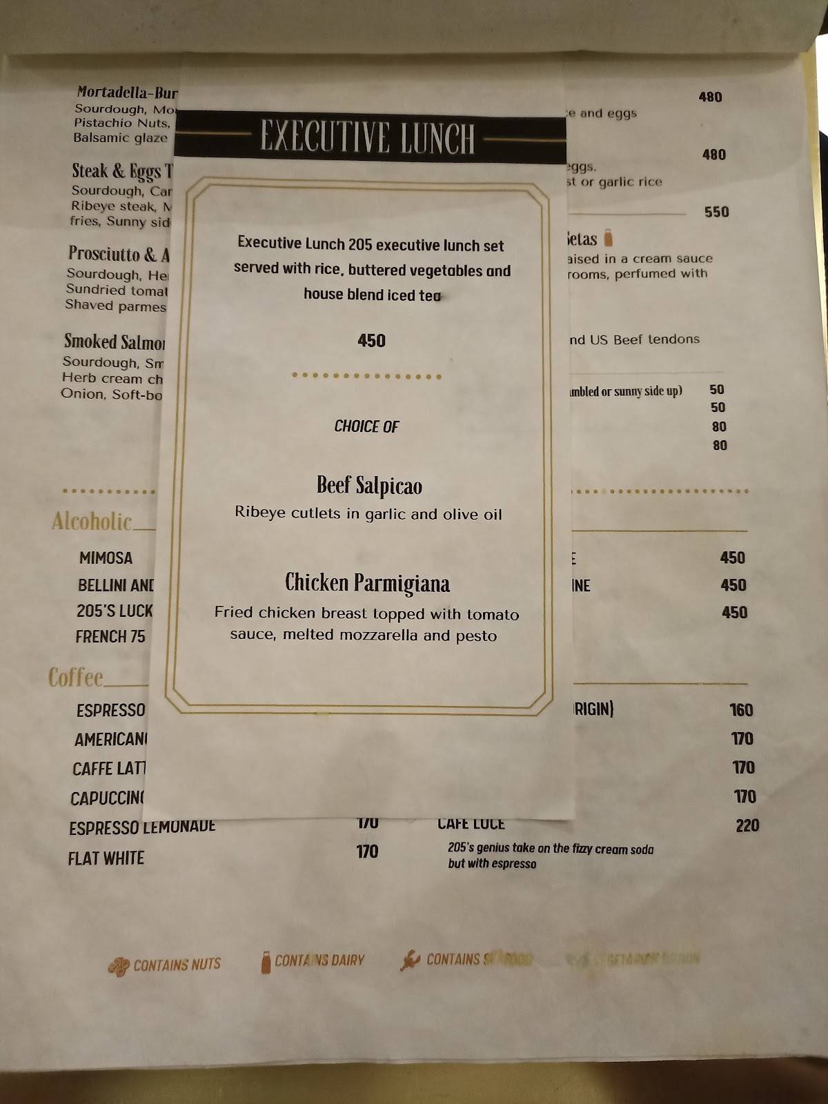 Menu at 205 BGC restaurant, Taguig