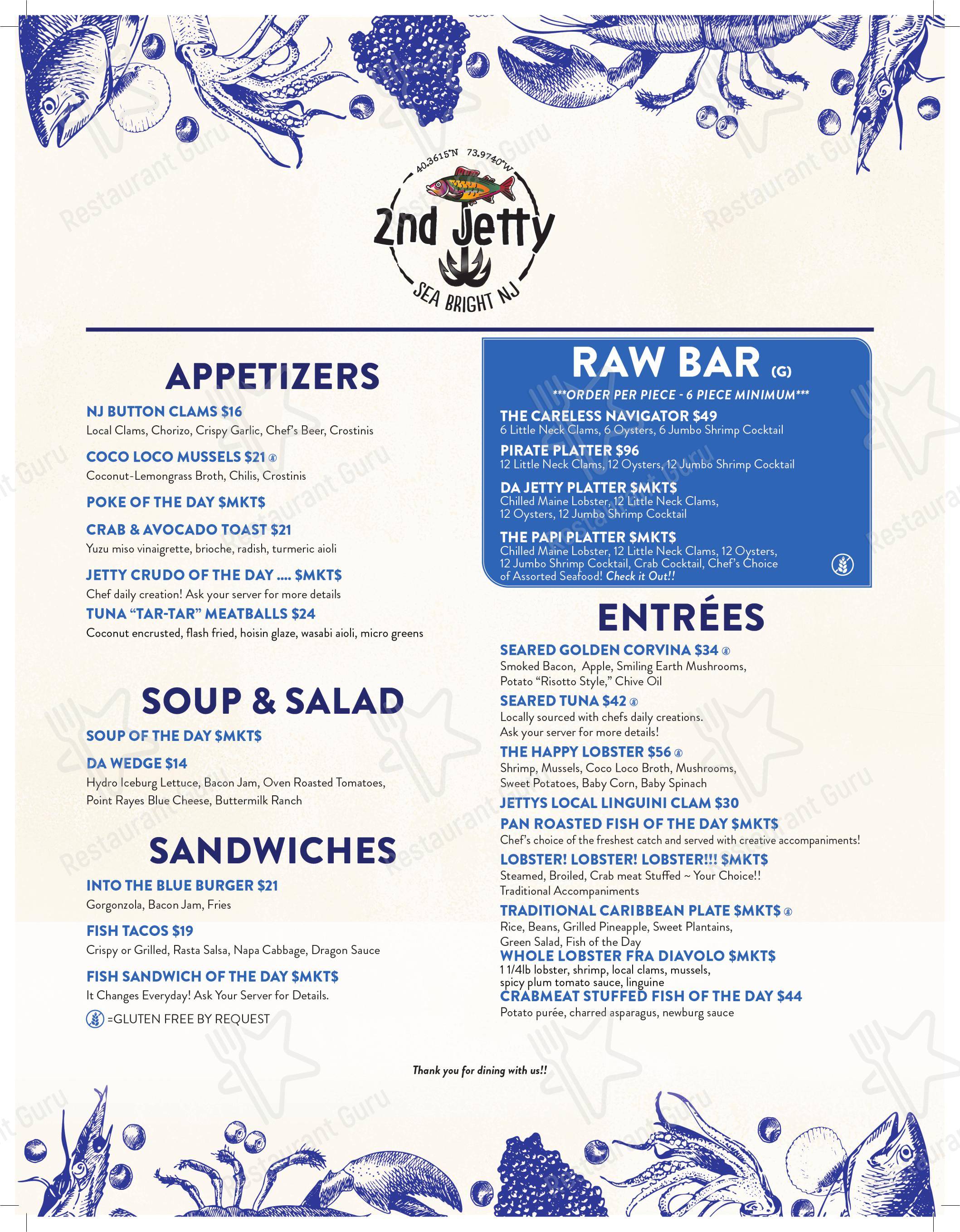 Menu at 2nd Jetty Seafood restaurant, Sea Bright