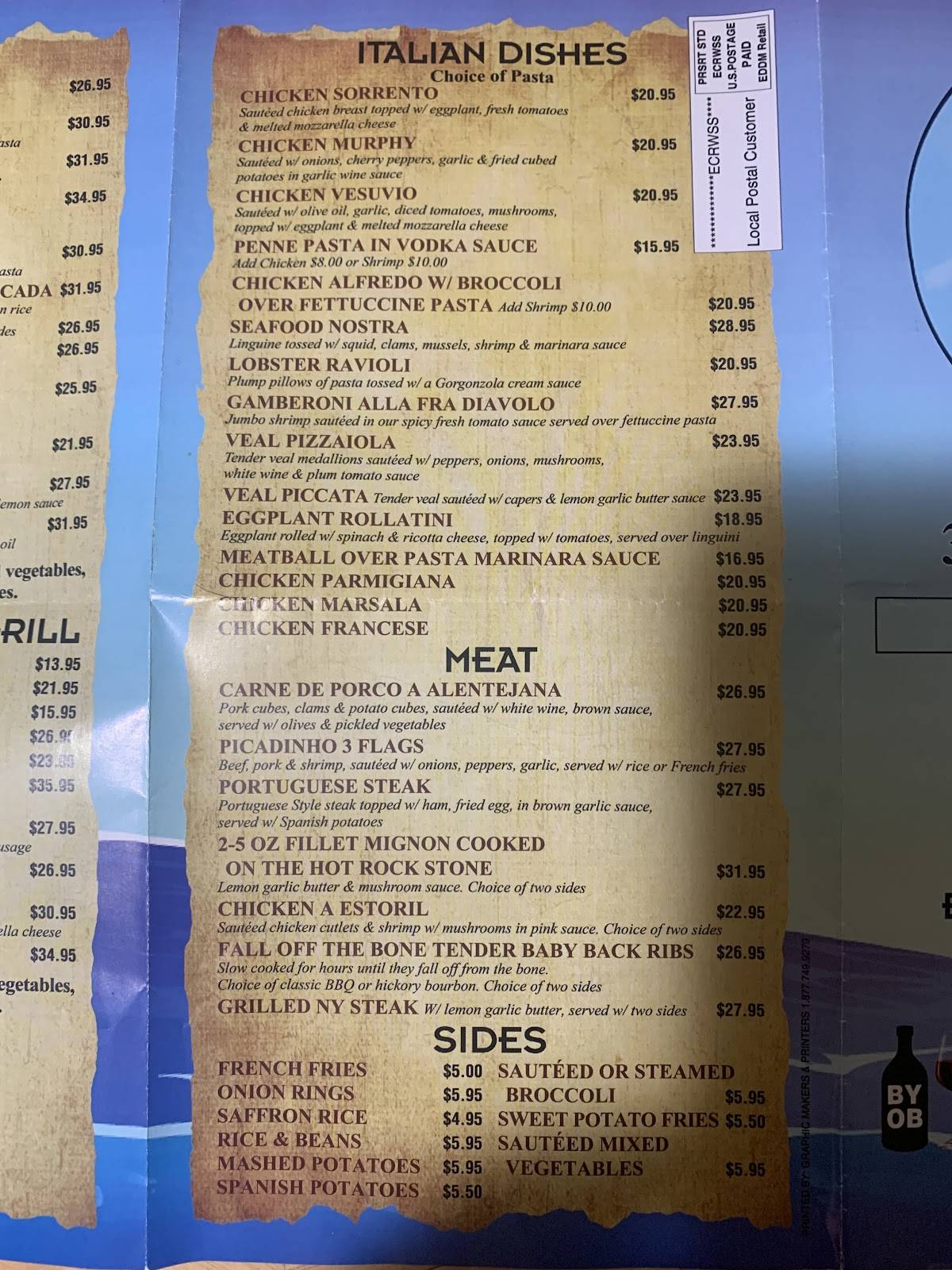 Menu at 3 Flags Grill & Restaurant, Lacey Township