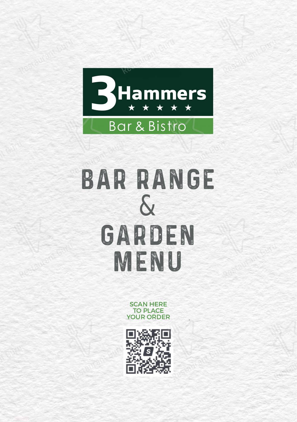 Menu at 3 Hammers Bar & Bistro Ltd, Wolverhampton