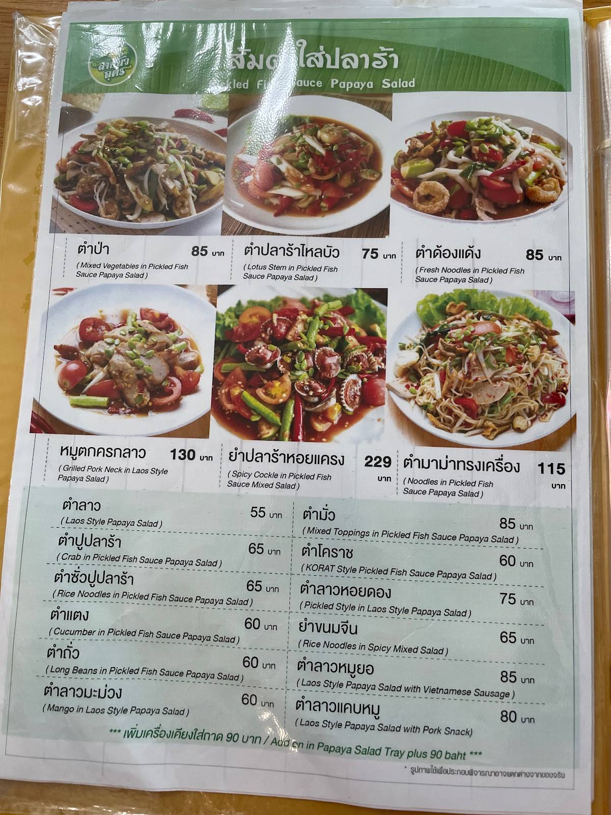 Menu at ลาบนัวอุดร วิภาวดี 3 LarbnuaUdon 2nd branch restaurant, Bangkok