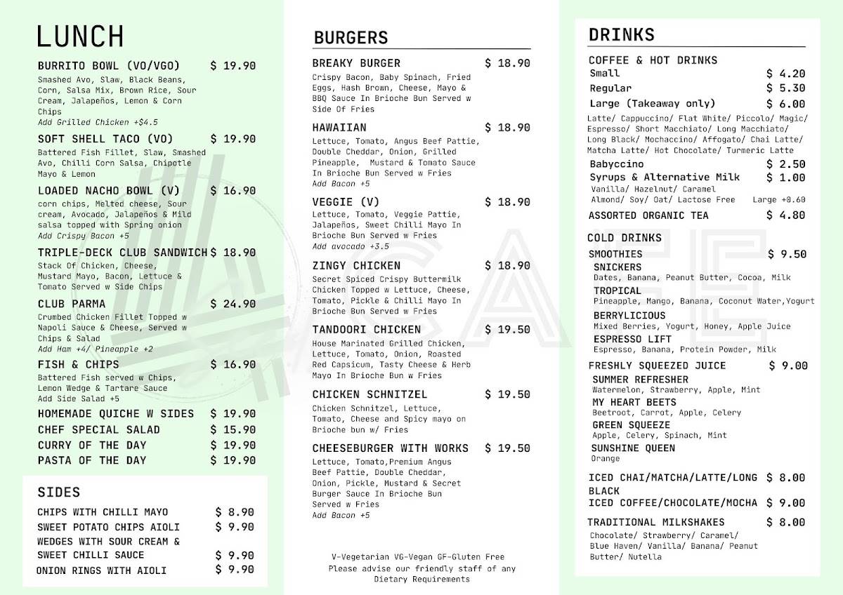 Menu at 4 Seeds Cafe, Wollert