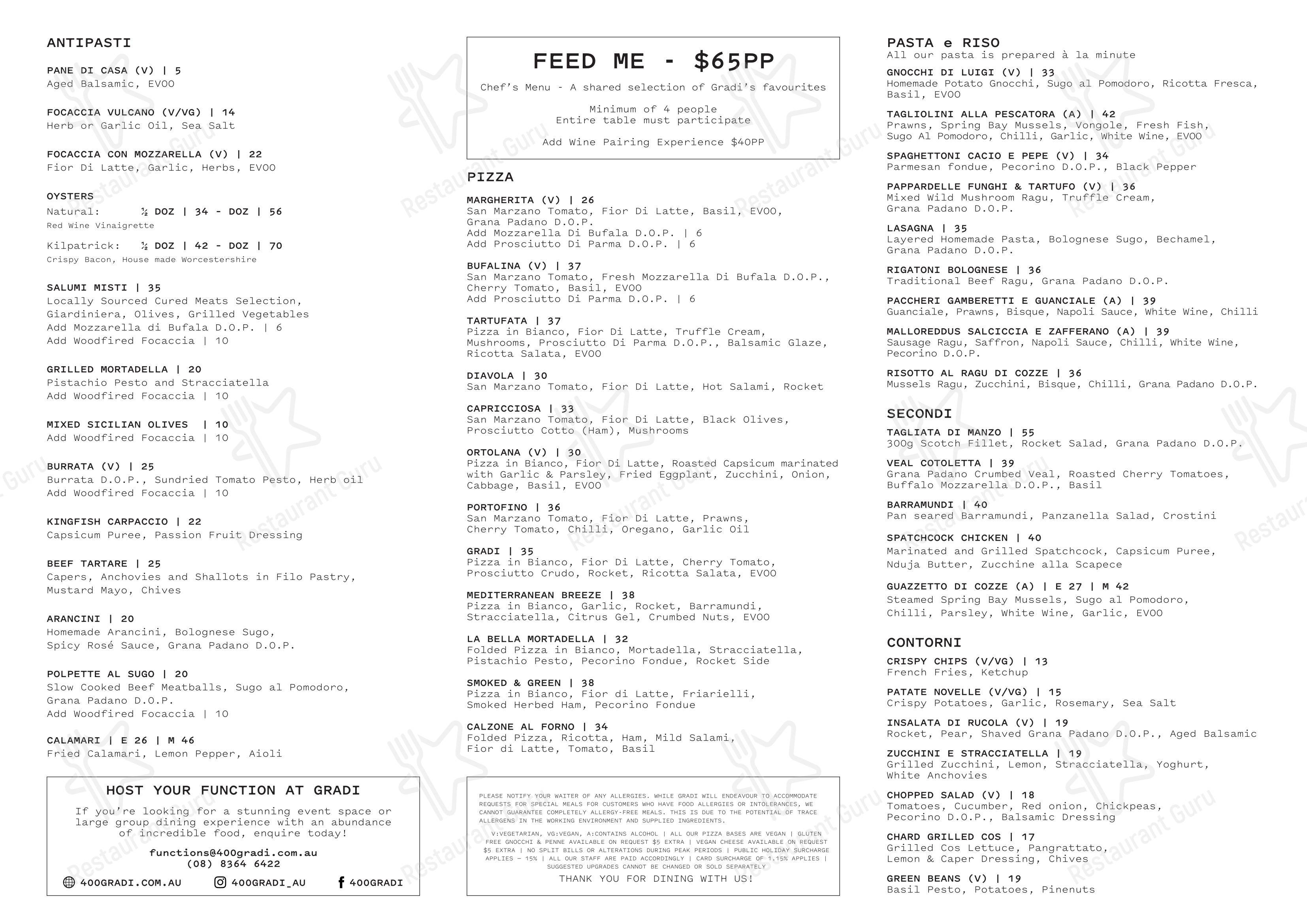 Menu at 400 Gradi Eastland pizzeria, Ringwood, Shop R05/175 Maroondah Hwy