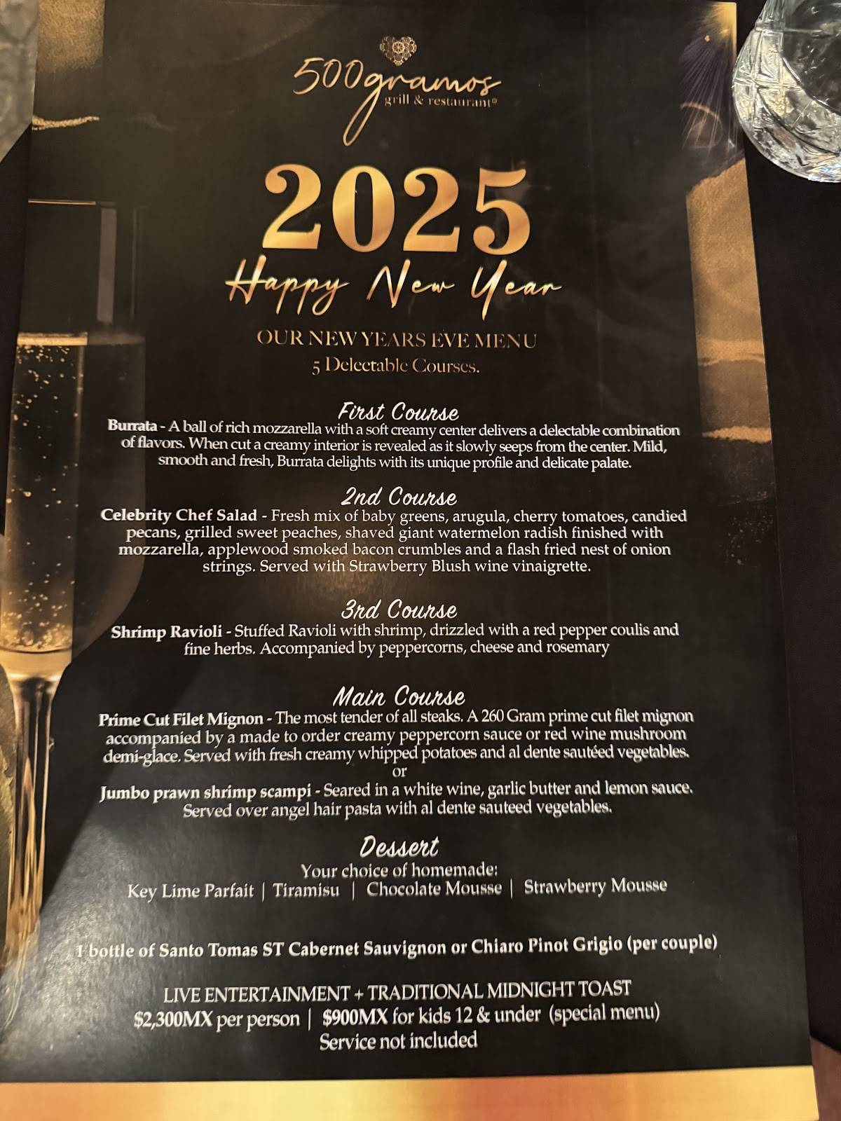 Menu at 500 GRAMOS Italian Steakhouse and Grill, Playa del Carmen ...