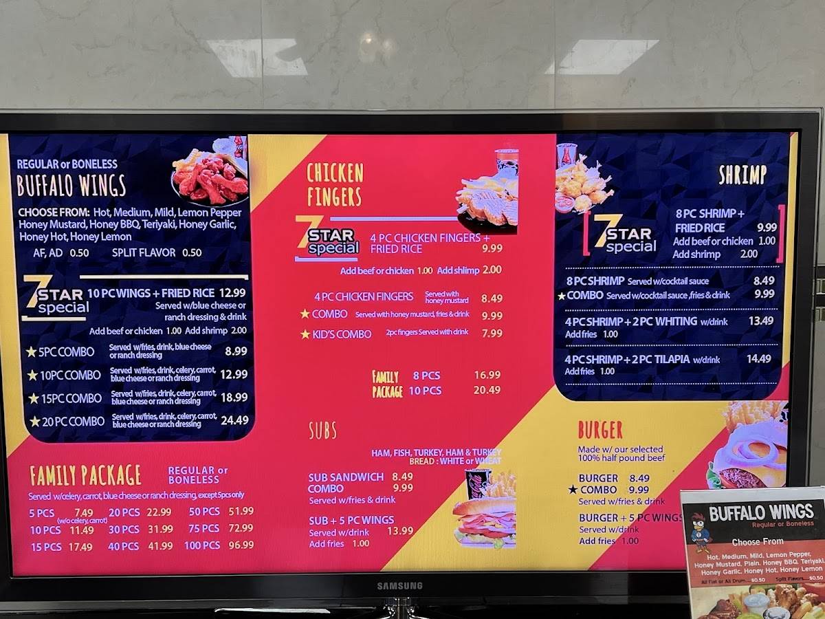 Menu at 7 Star Wings Restaurant, Union City, Jonesboro Rd