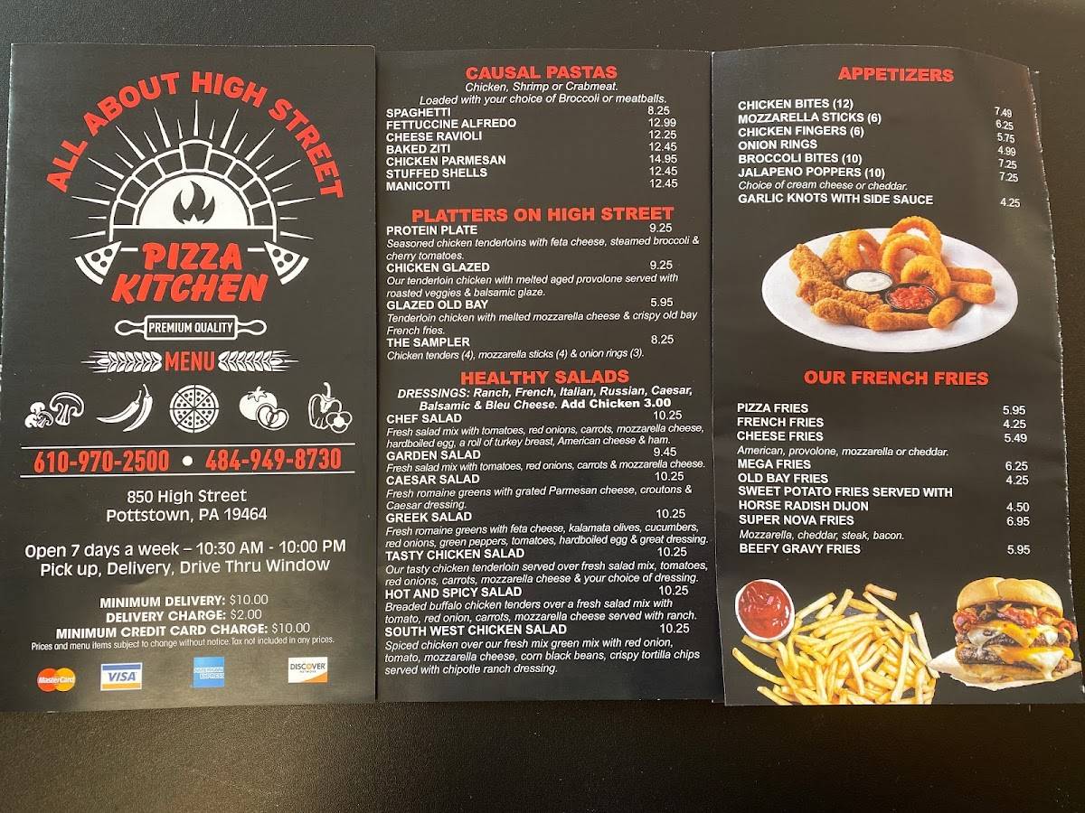 Menu at ALL ABOUT HIGH STREET restaurant, Pottstown