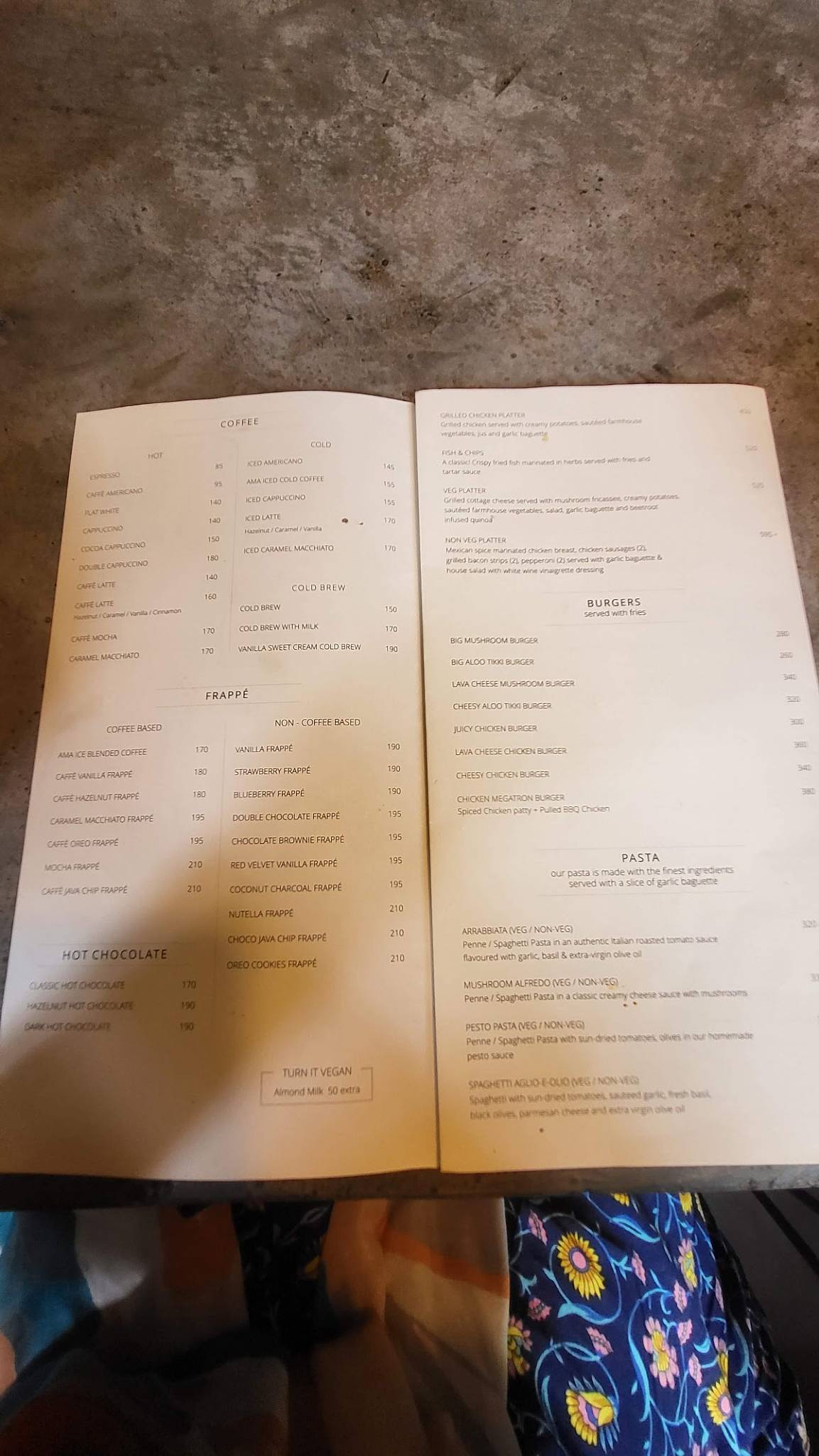 Menu at AMA Cafe, Dehradun