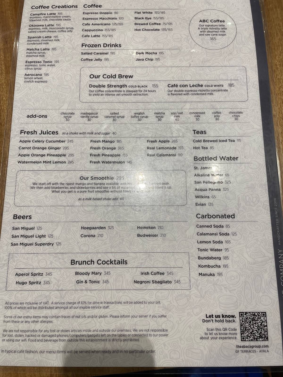Menu at Abaca Baking Company (Restaurant) - Ayala Terraces, Cebu City ...