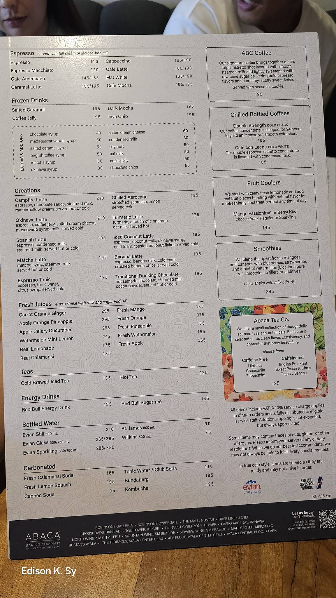Menu at Abaca Baking Company (Restaurant) - Crossroads, Cebu City ...