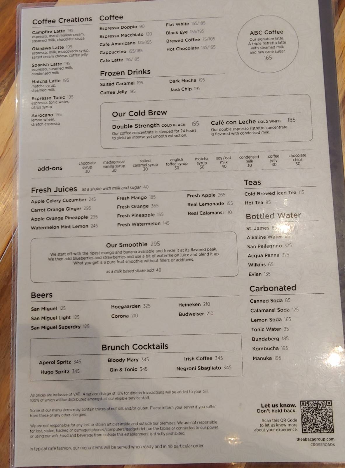 Menu at Abaca Baking Company cafe, Cebu City, Crossroads